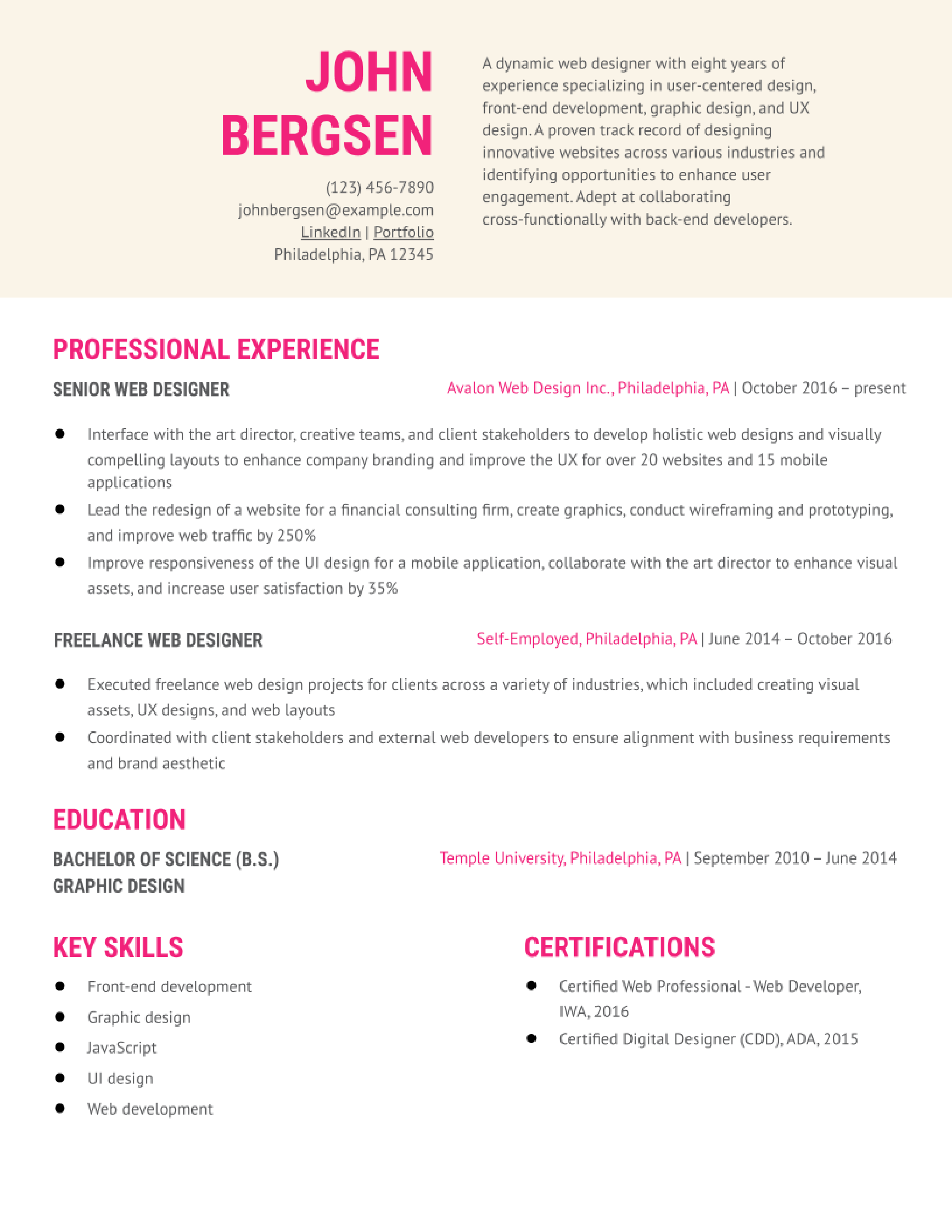 Web Designer Resume Examples and Templates in 2024 - ResumeBuilder.com