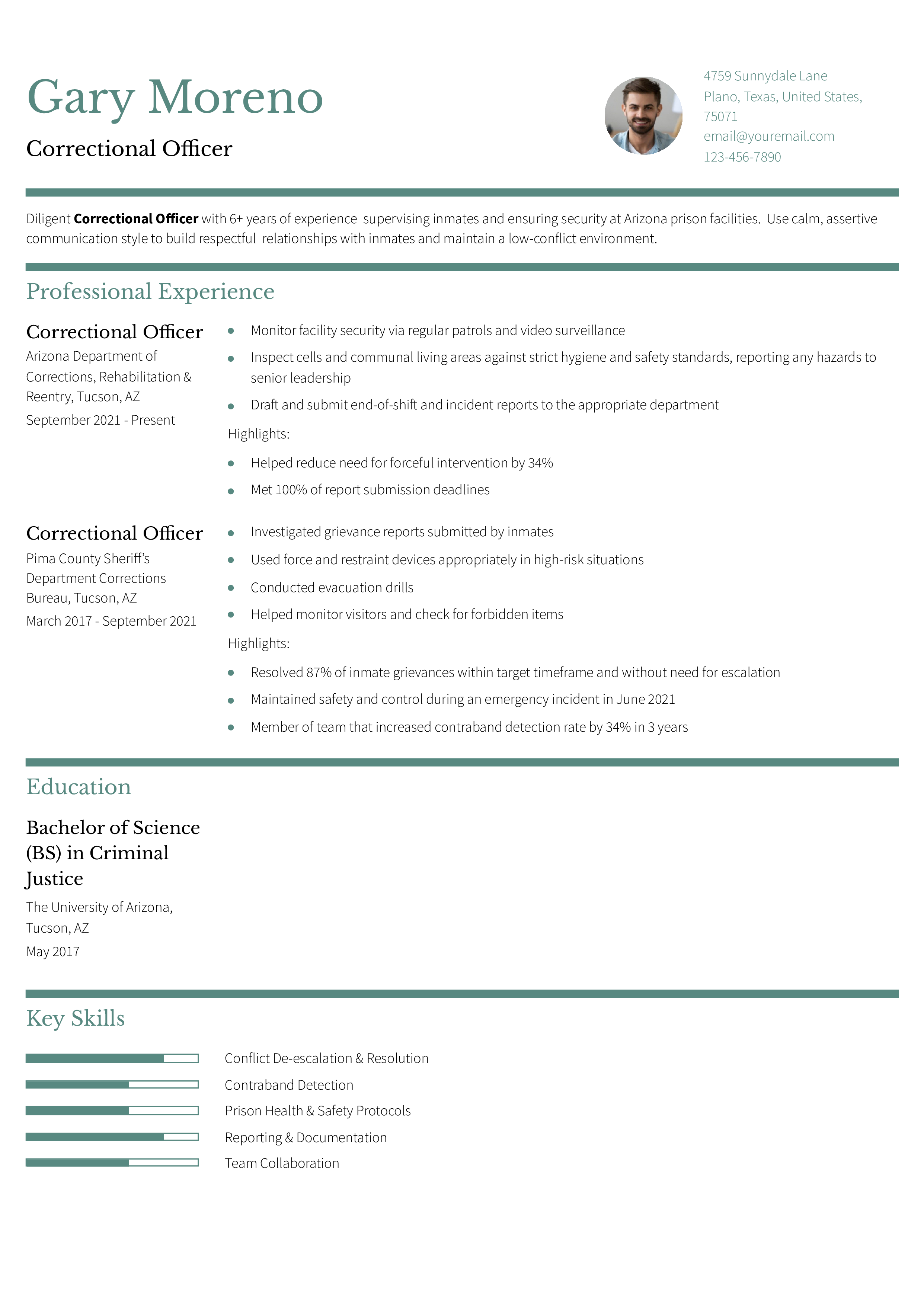 Correctional Officer Resume Examples and Templates for 2024 ...