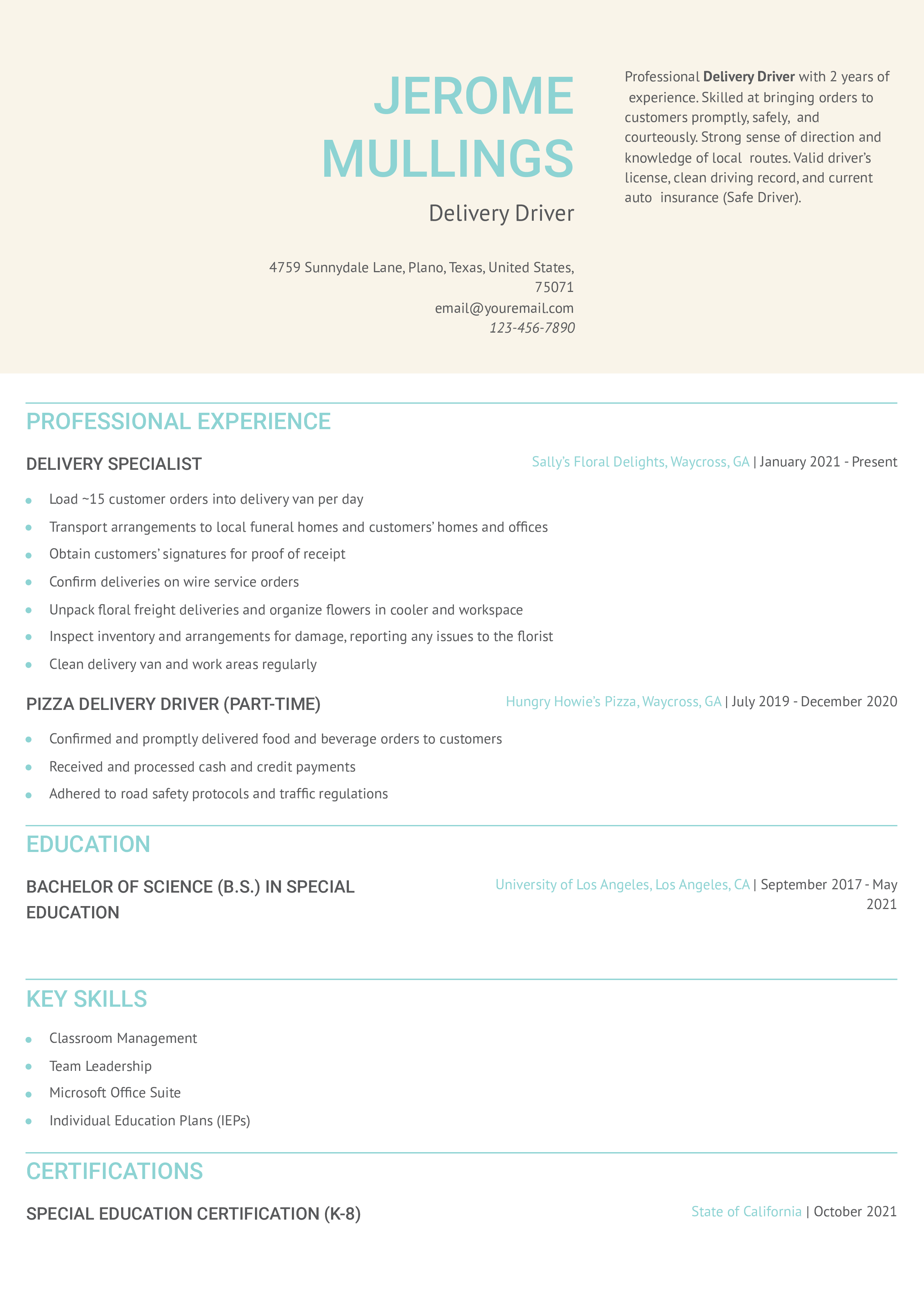 Delivery Driver Resume Examples and Templates for 2024 - ResumeBuilder.com