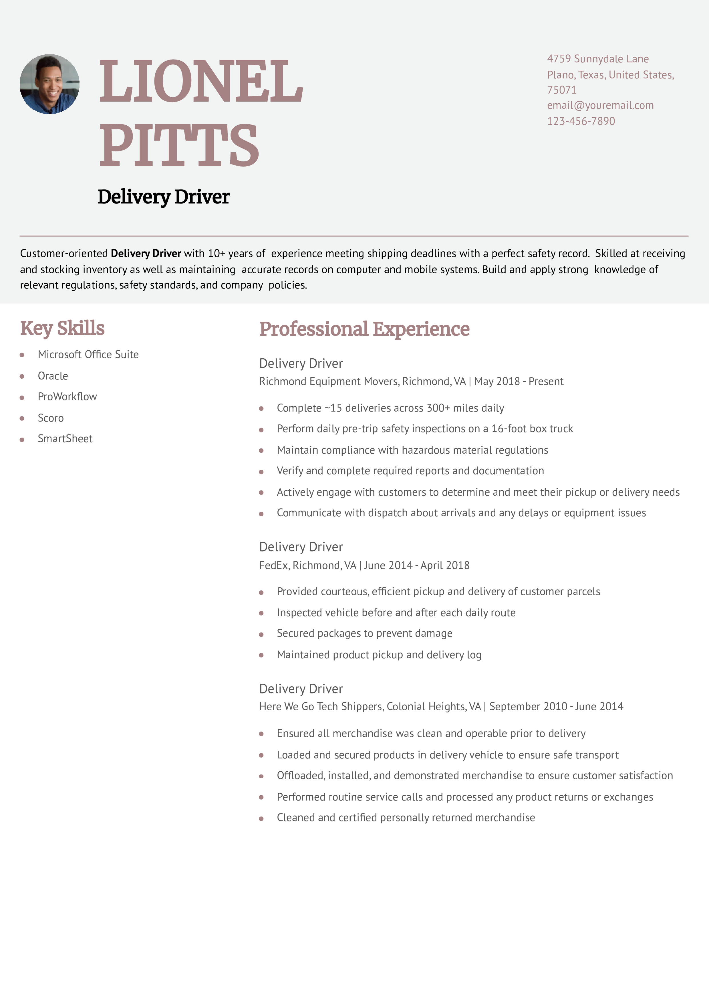 Delivery Driver Resume Examples and Templates for 2024 - ResumeBuilder.com