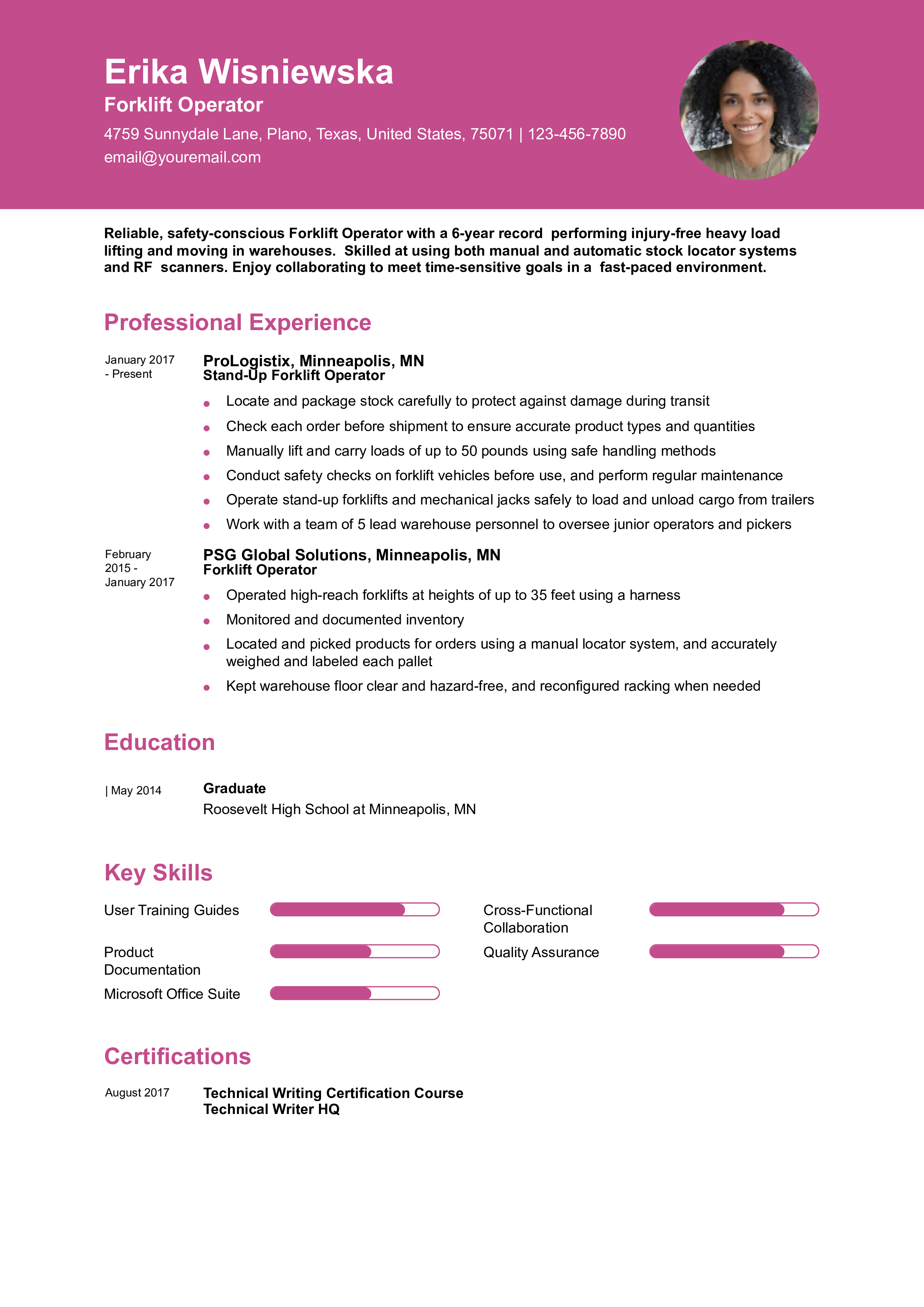 Forklift Operator Resume Examples and Templates for 2024 ...