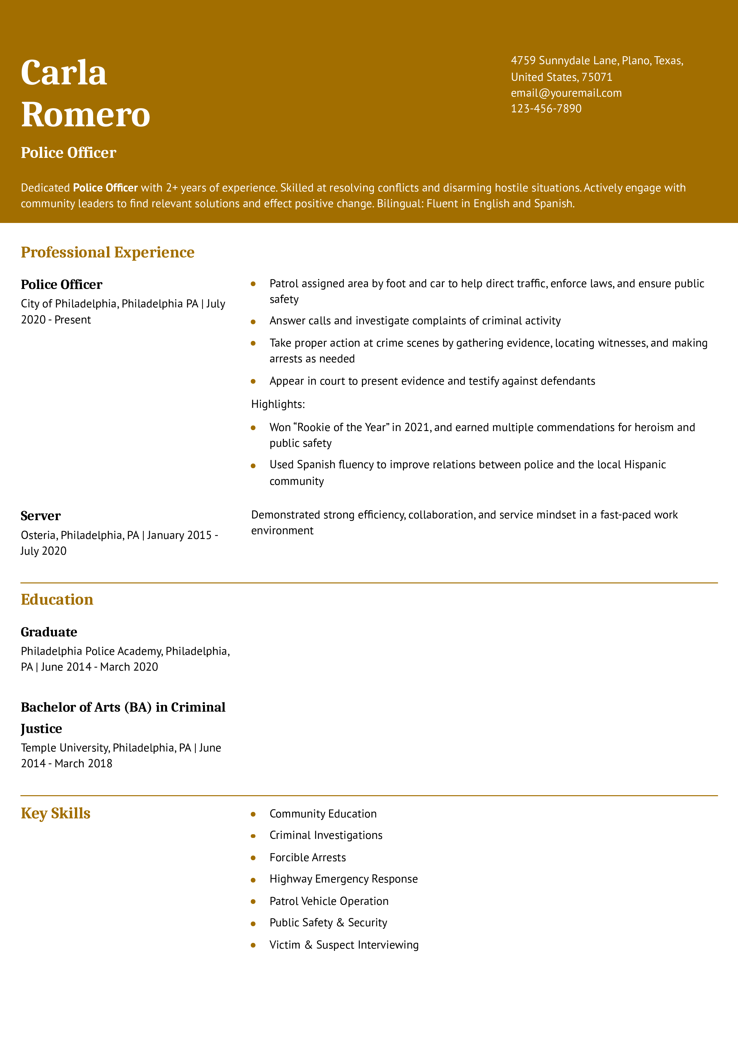 Police Officer Resume Examples And Templates For 2024