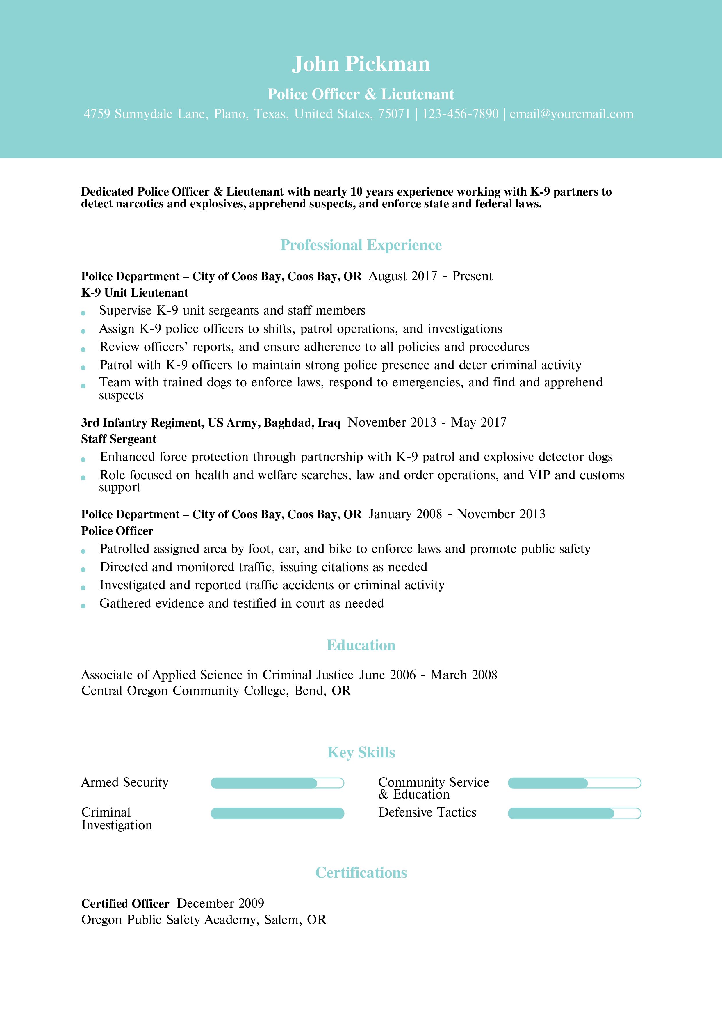 Police Officer Resume Examples and Templates for 2024 - ResumeBuilder.com