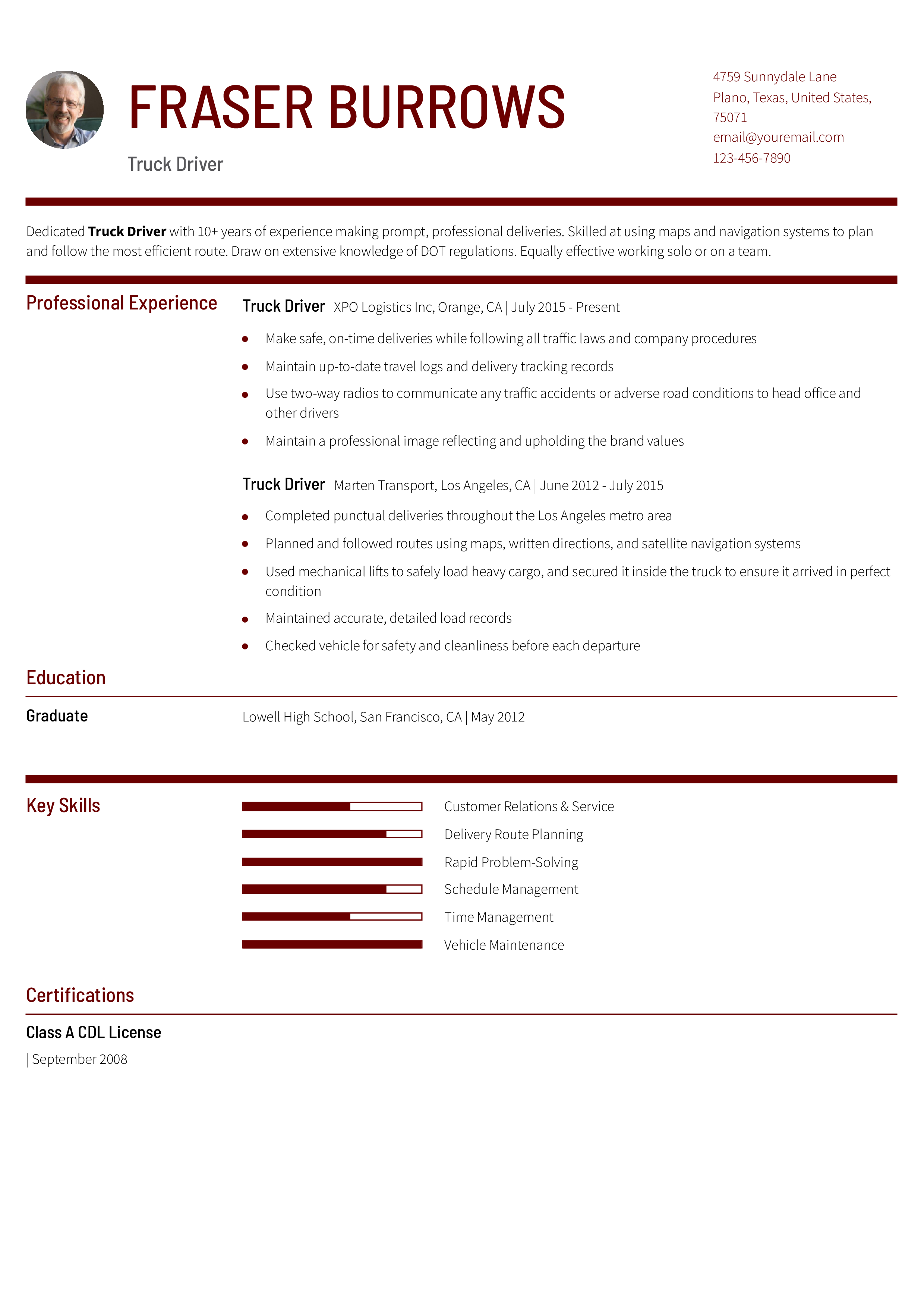 10 Truck Driver Resume Examples and Templates for 2024 - ResumeBuilder.com