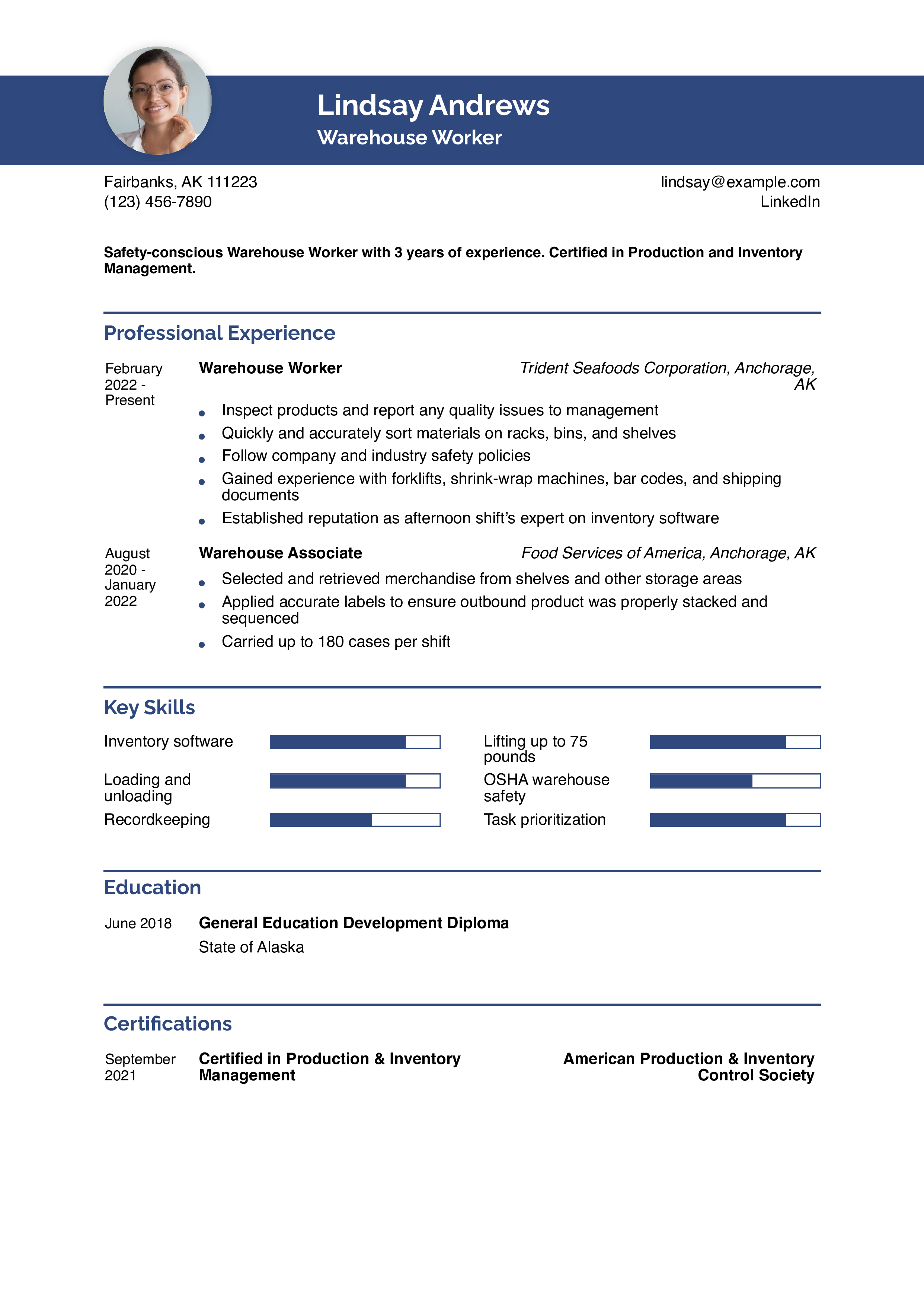Warehouse Worker Resume Examples and Templates for 2024 - ResumeBuilder.com