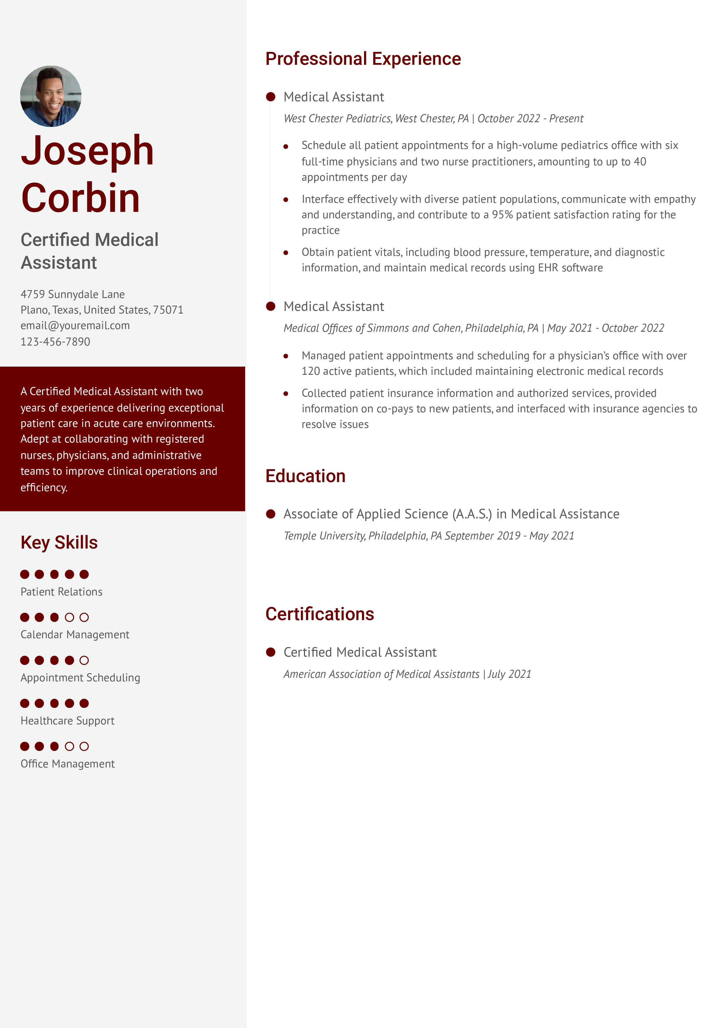 Medical Assistant Resume Examples and Templates for 2024 ...