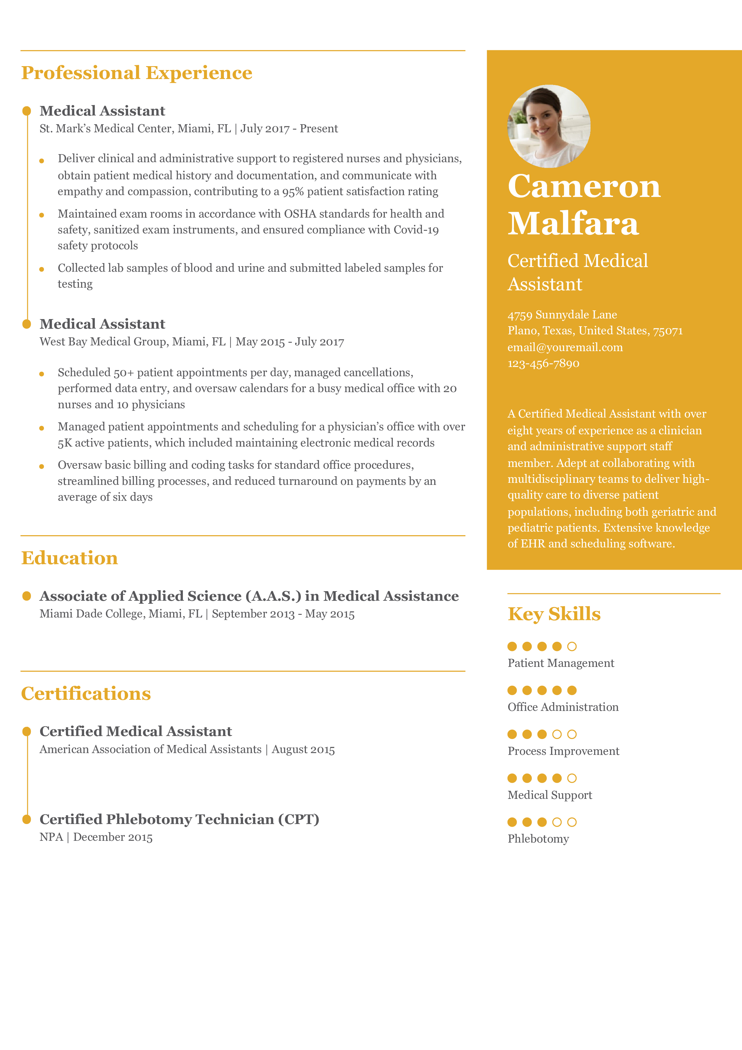 Medical Assistant Resume Examples and Templates for 2024 ...