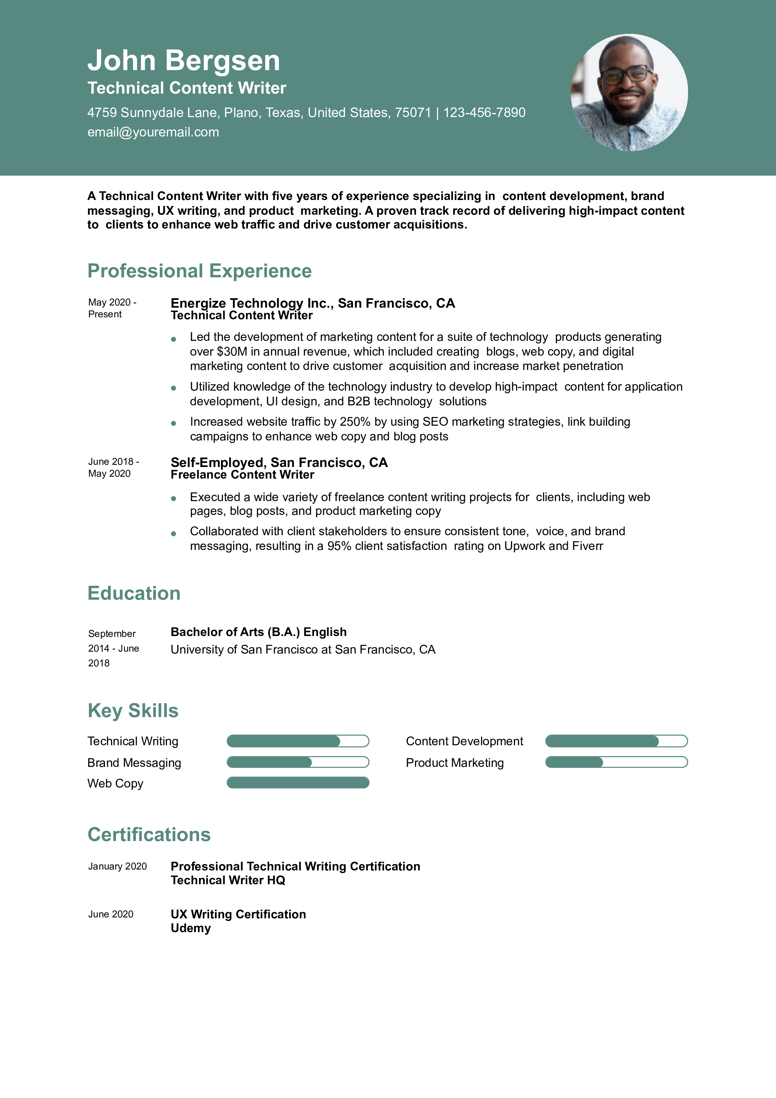 Content Writer Resume Examples and Templates for 2024 - ResumeBuilder.com