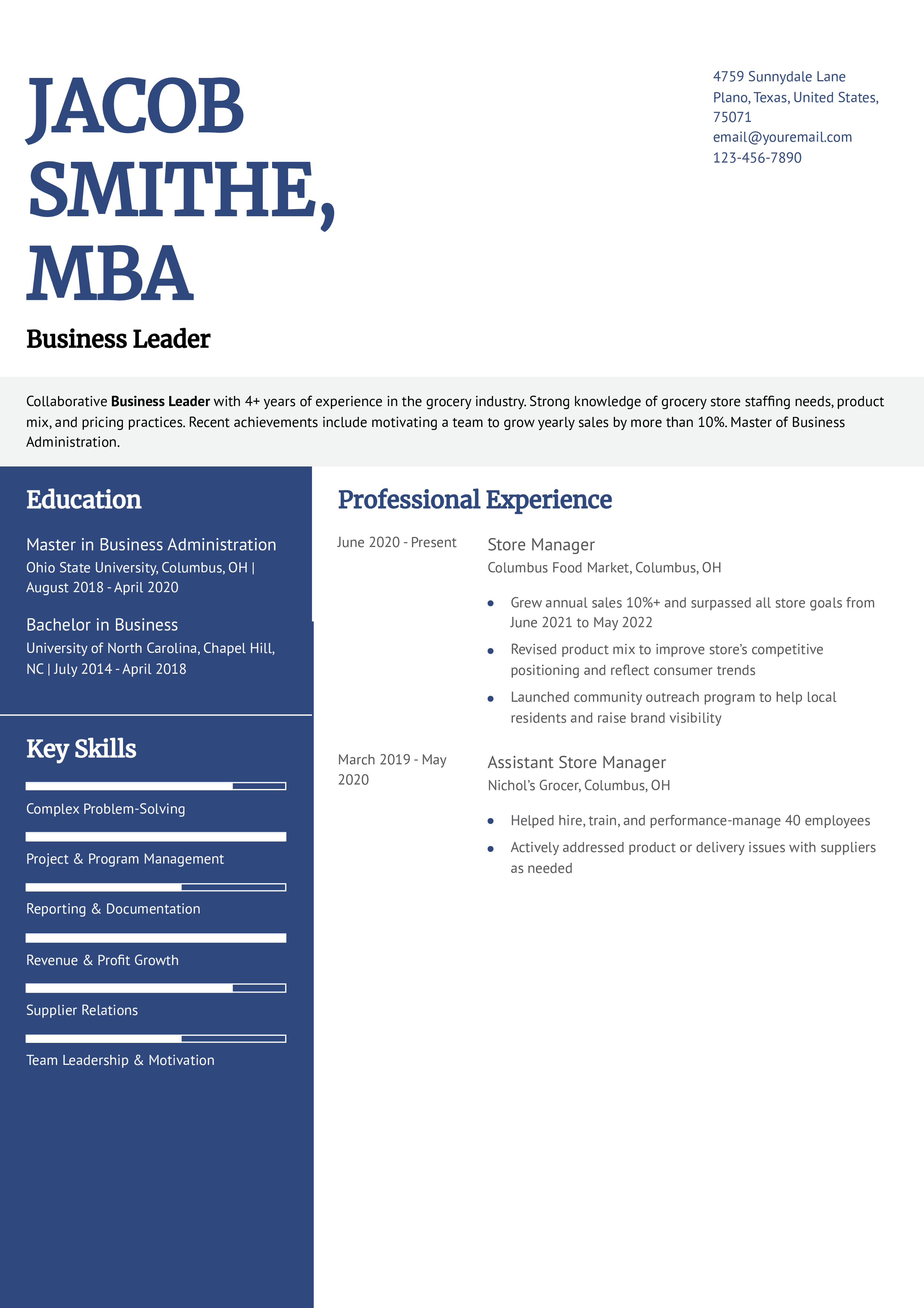 11 Business Resume Examples and Templates for 2024 - ResumeBuilder.com