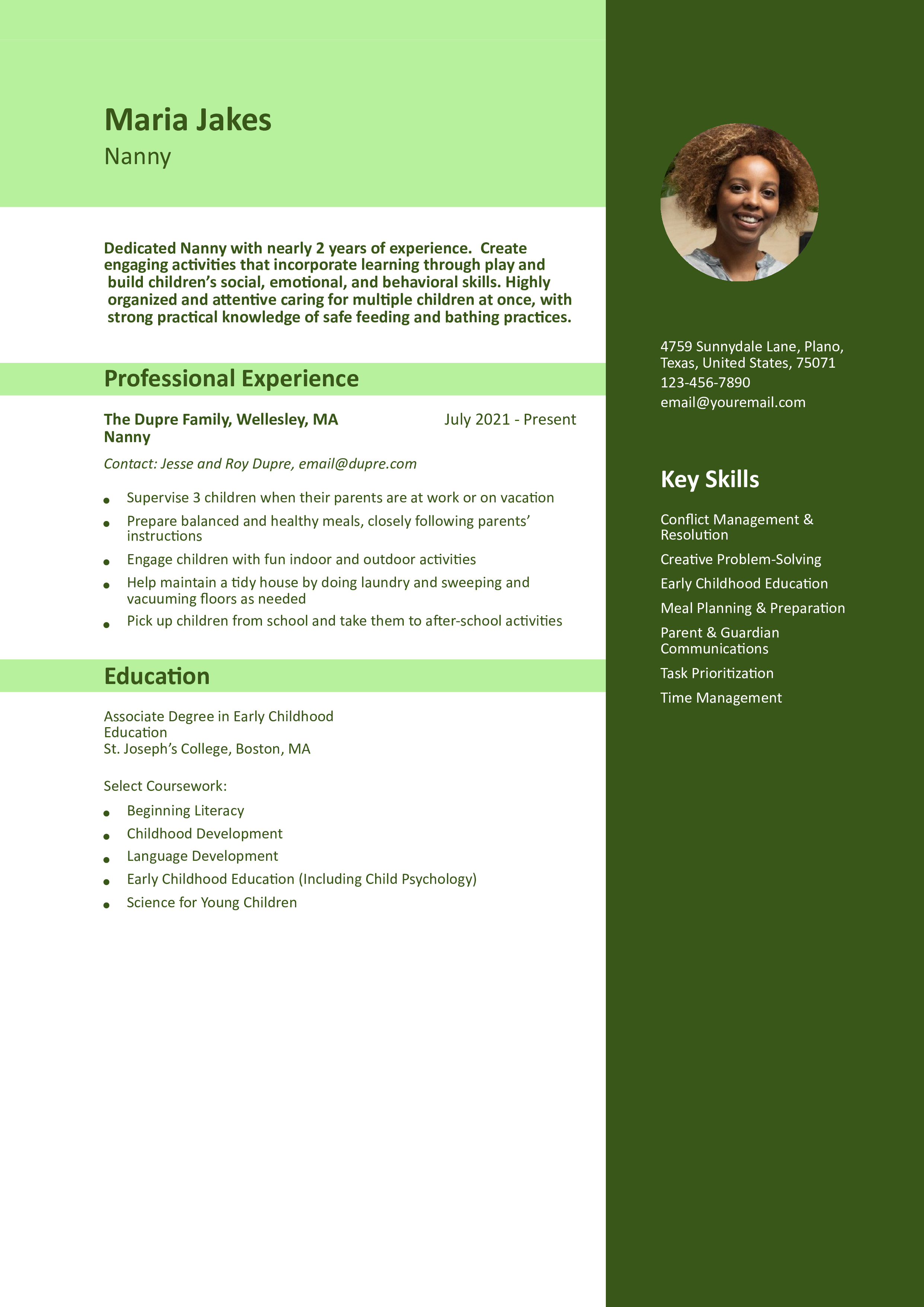 7 Nanny Resume Examples and Templates for 2024 - ResumeBuilder.com