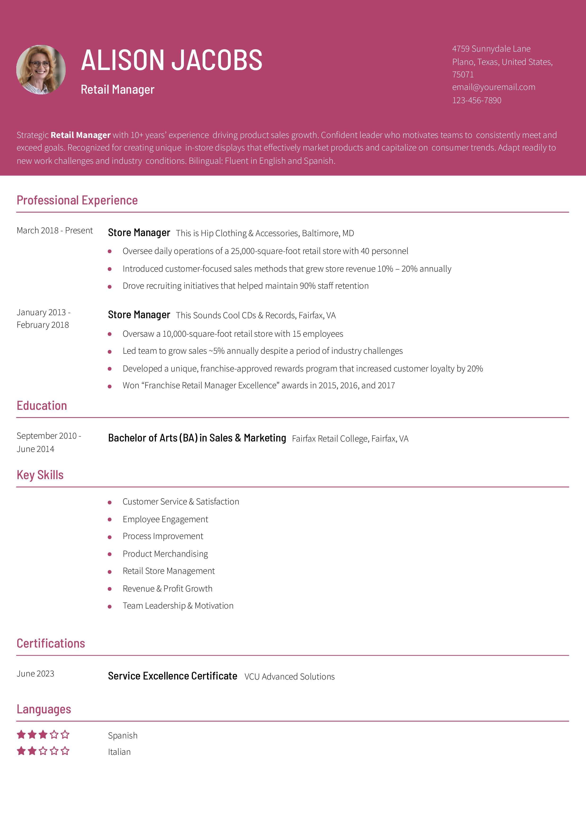 Retail Resume Examples and Templates for 2024 - ResumeBuilder.com