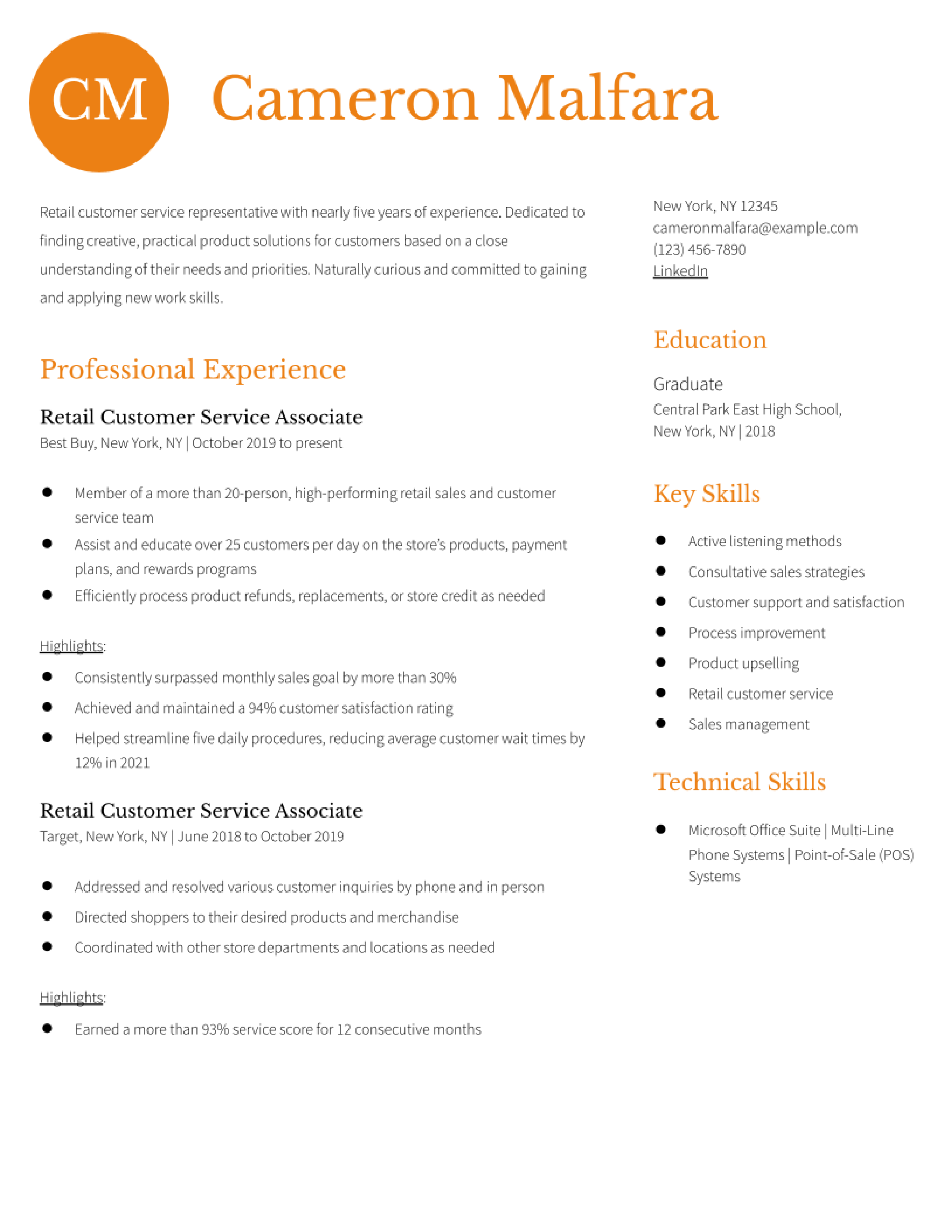 Retail Resume Examples and Templates for 2024 - ResumeBuilder.com