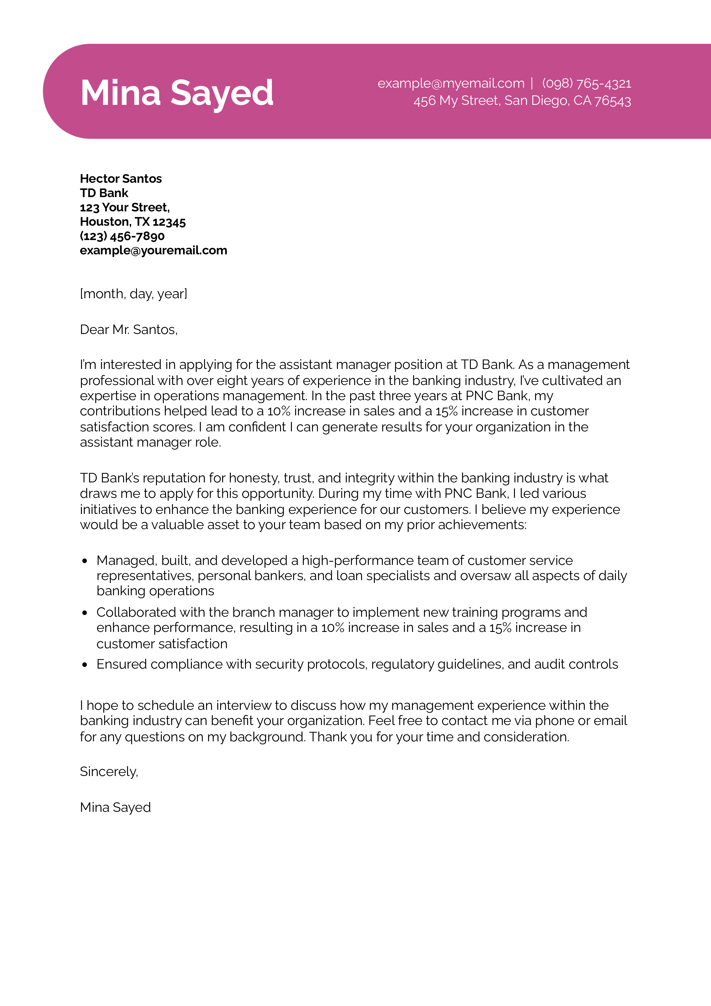 Assistant Manager Cover Letter Examples and Templates for 2024 ...