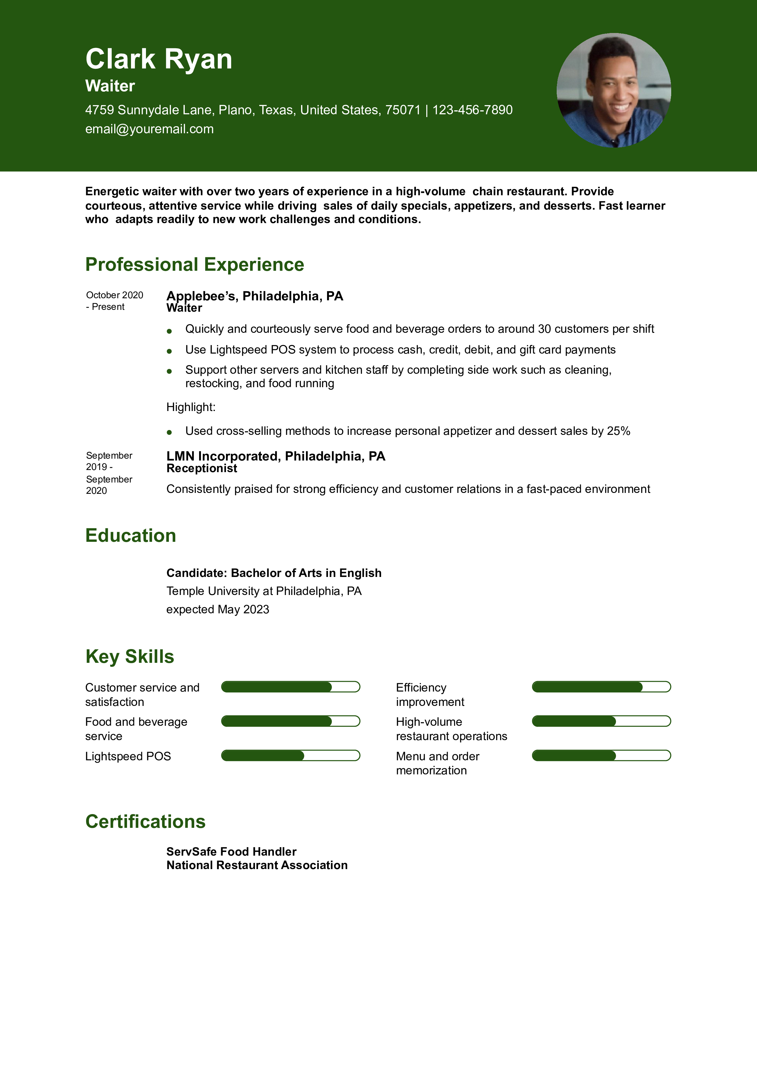 Restaurant Resume Examples and Templates for 2024 - ResumeBuilder.com