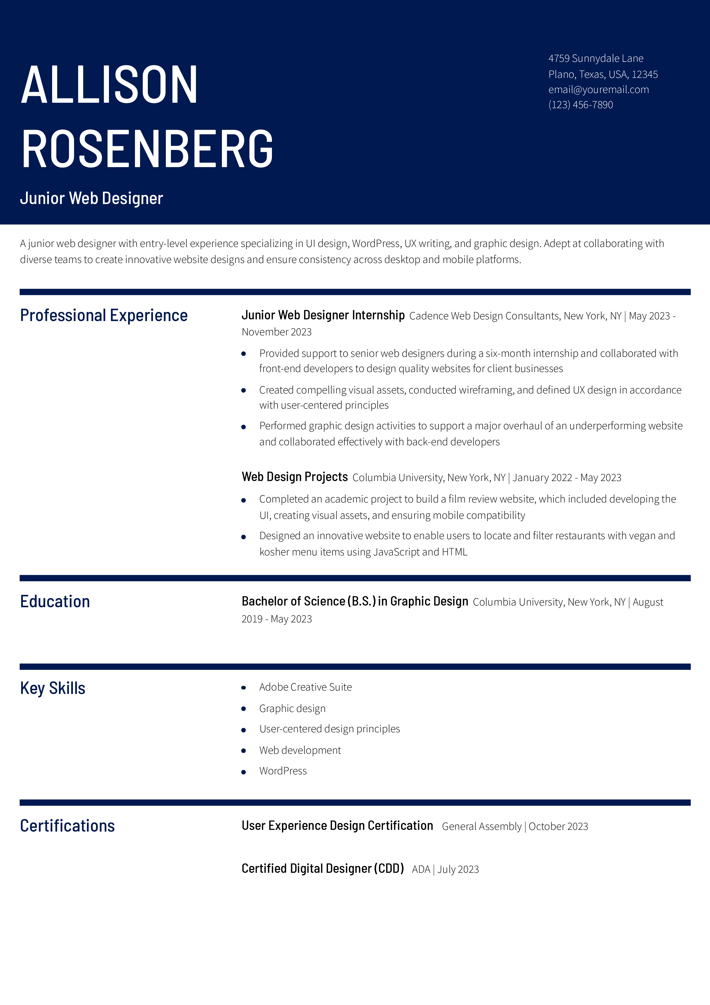 Traditional Resume Examples and Templates for 2024 - ResumeBuilder.com