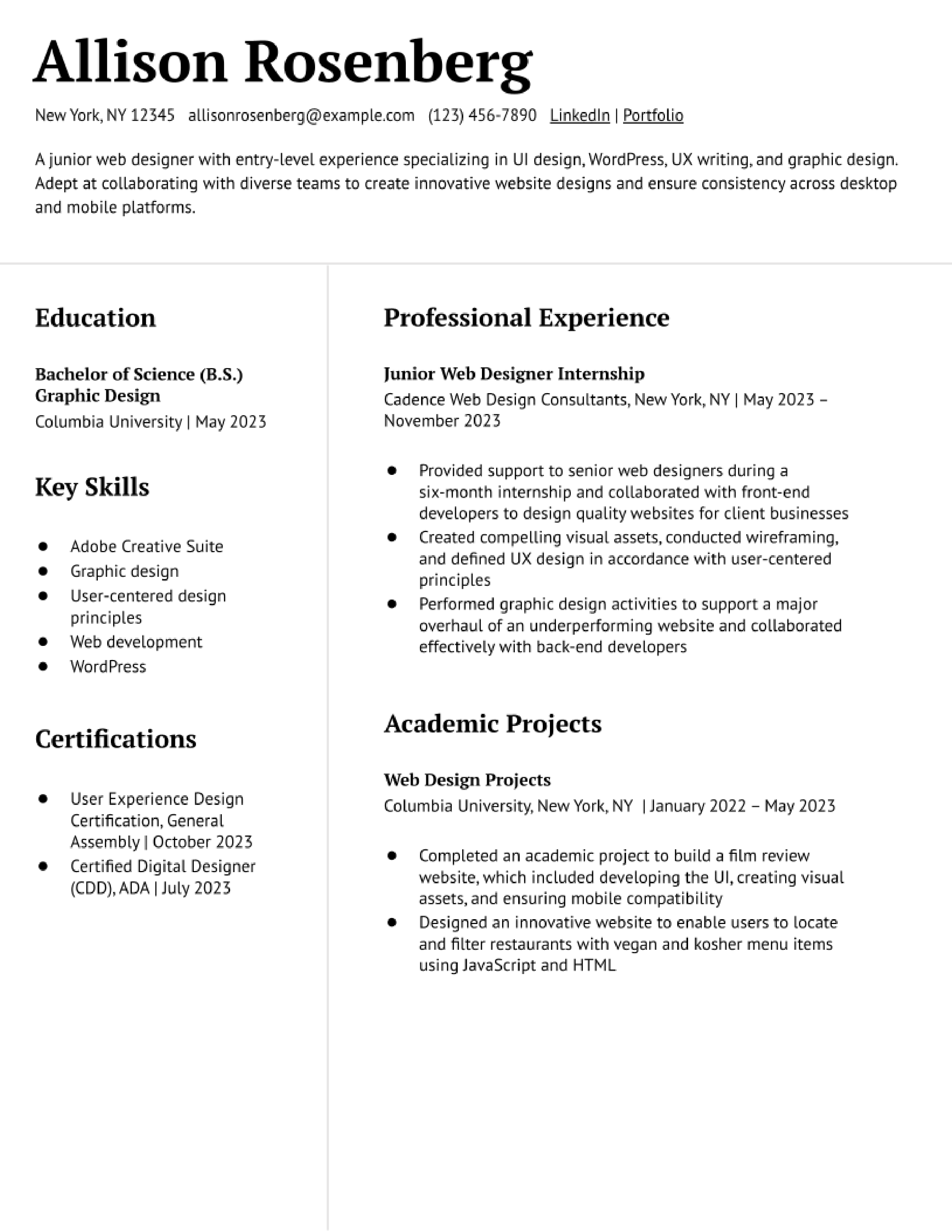Traditional Resume Examples and Templates for 2024 - ResumeBuilder.com