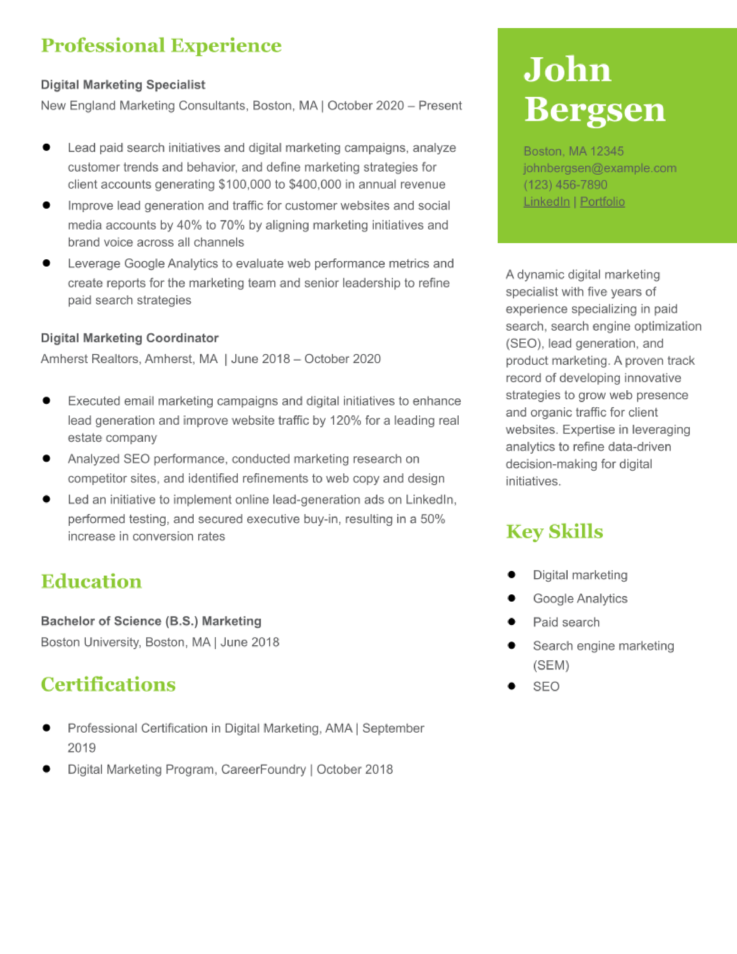 Traditional Resume Examples and Templates for 2024 - ResumeBuilder.com