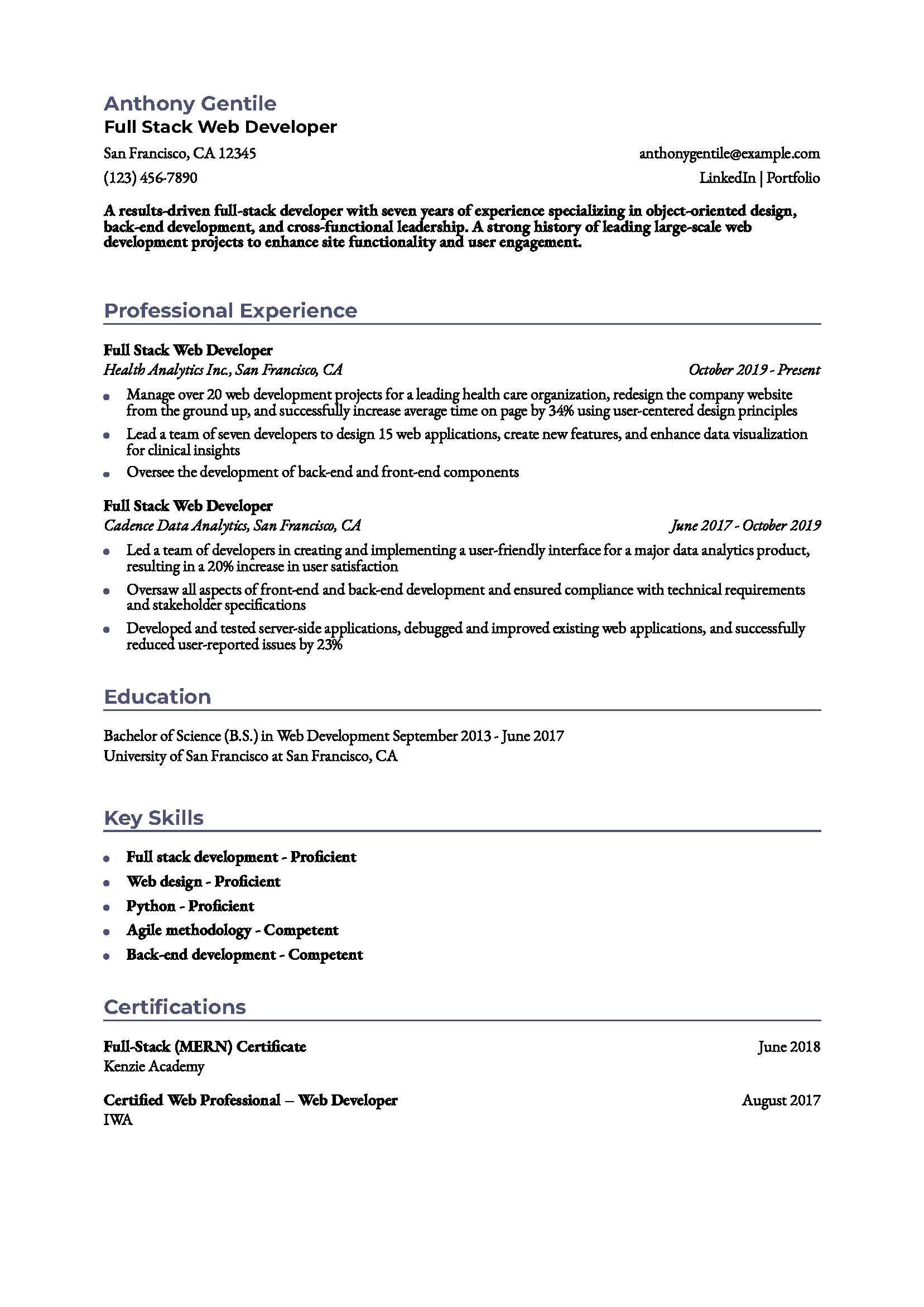 Web Developer Resume Examples and Templates for 2025 - ResumeBuilder.com