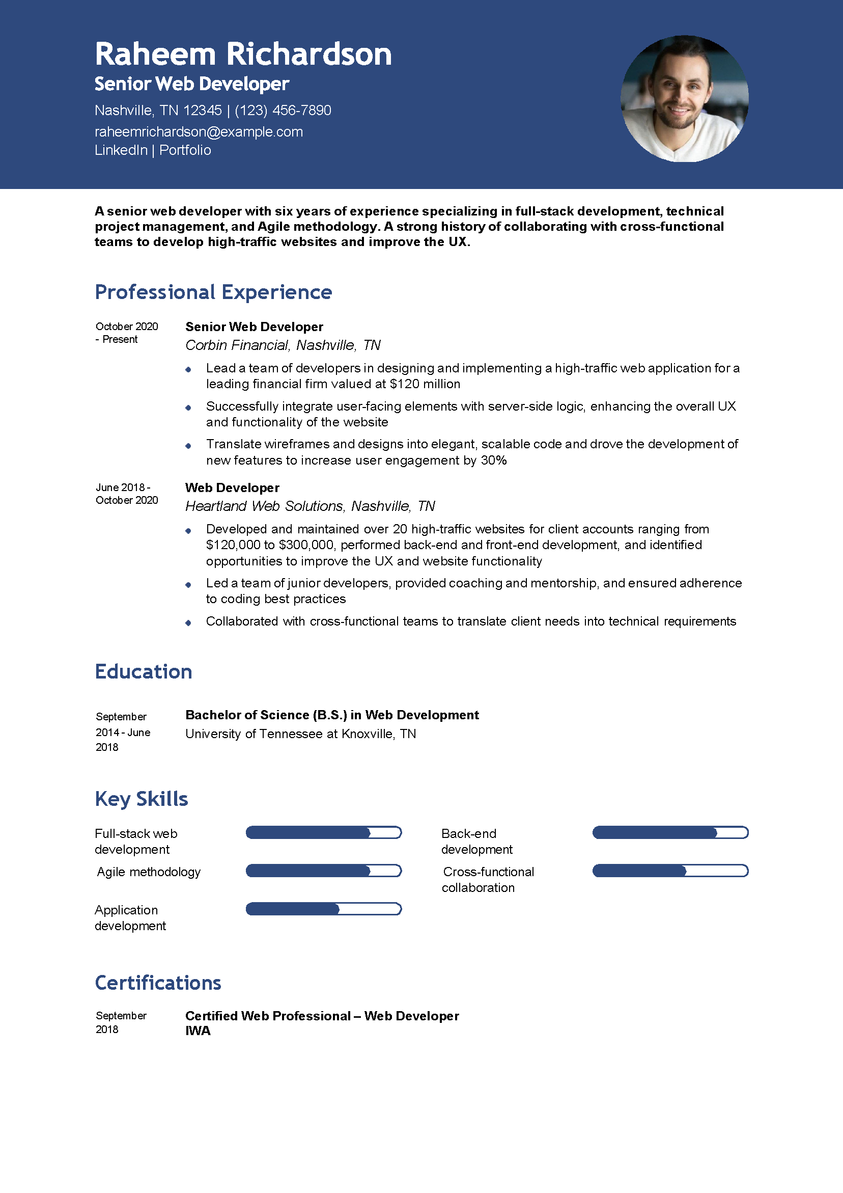 Web Developer Resume Examples and Templates for 2025 - ResumeBuilder.com