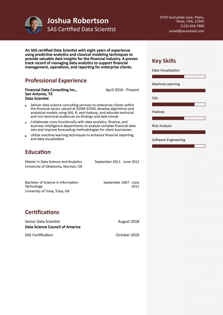 Data Scientist Resume Example Top Data Scientist Resume Examples
