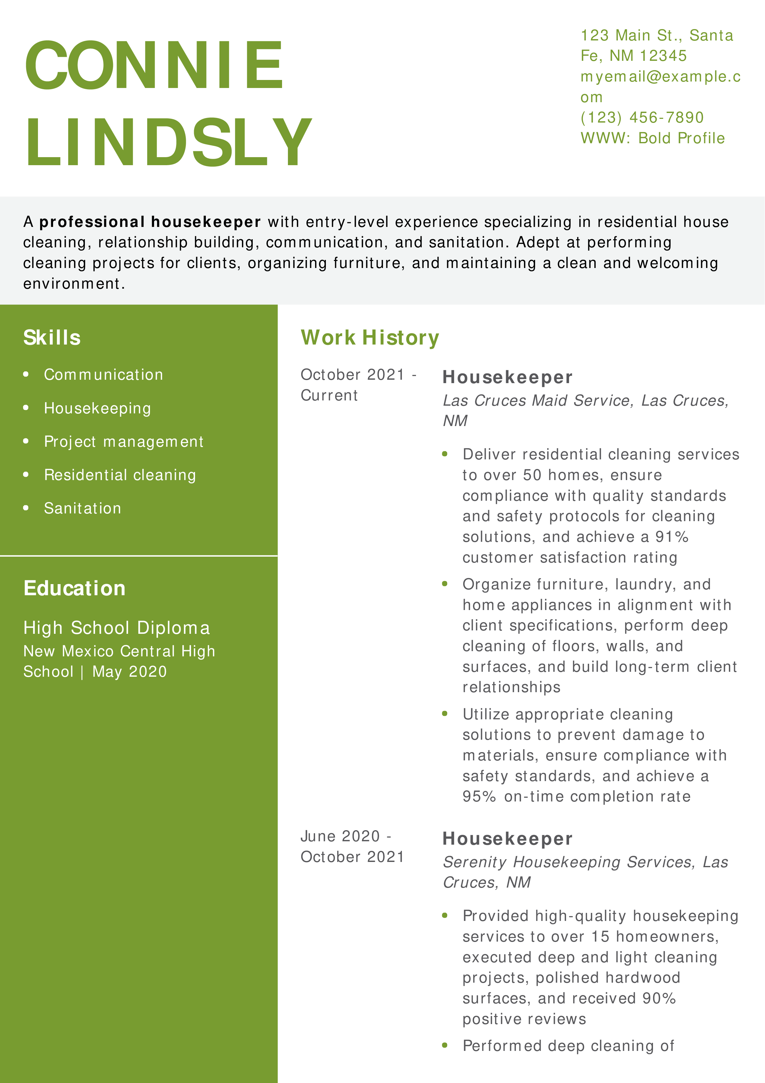25 Best Housekeeper Resume Examples and Templates for 2026 ...