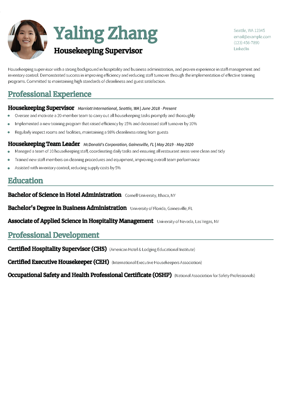 12 Housekeeper Resume Examples and Templates for 2025 - ResumeBuilder.com