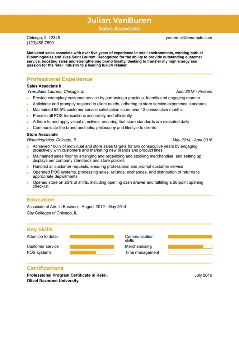 25 Best Sales Associate Resume Examples and Templates for 2025 ...