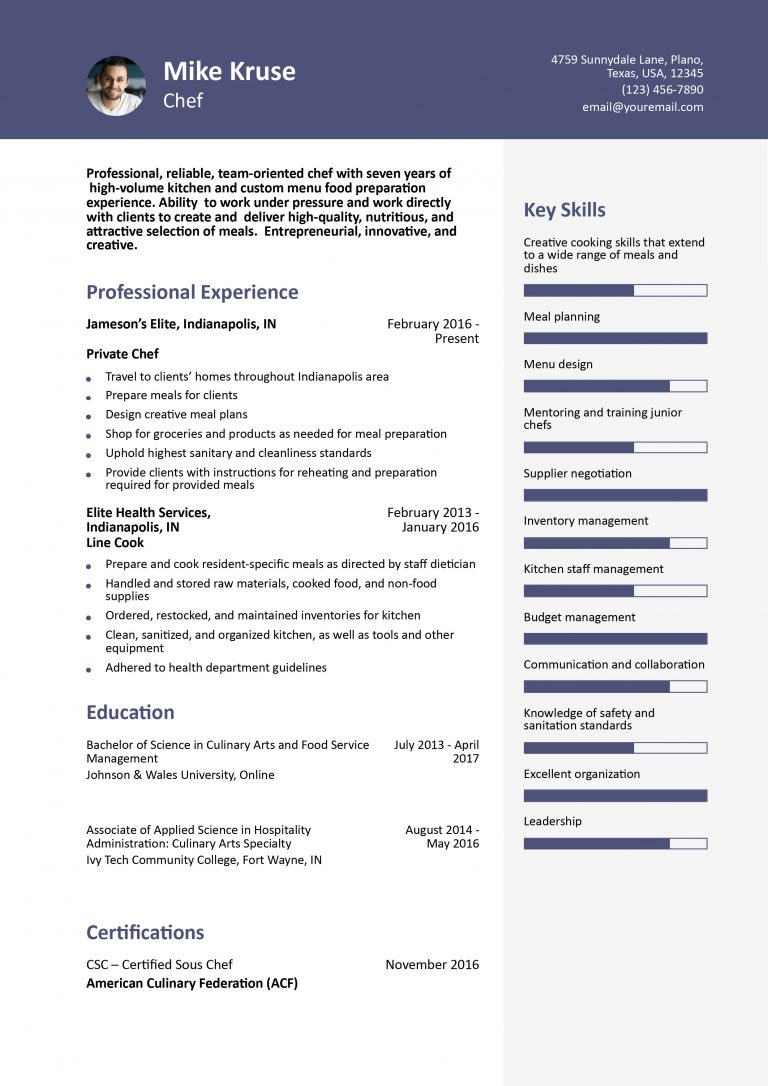 25 Best Chef Resume Examples and Templates for 2025 - ResumeBuilder.com