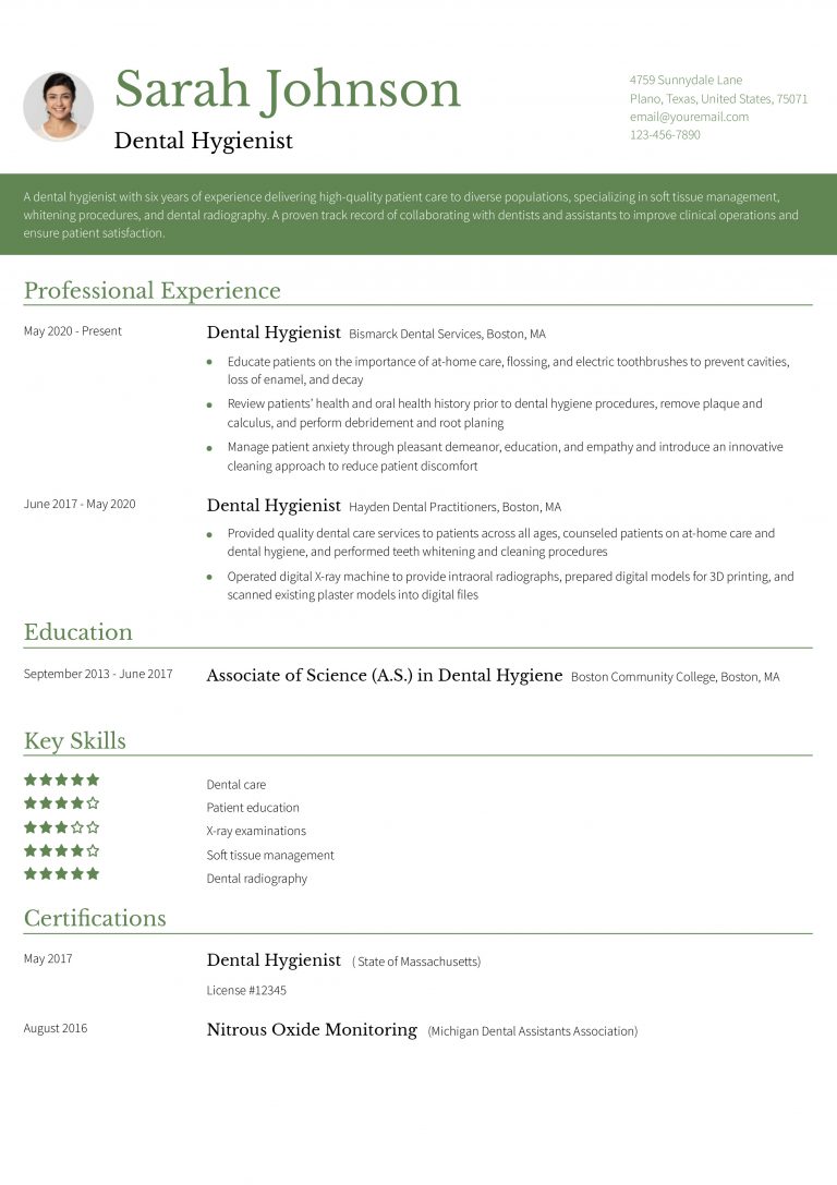 Dental Hygienist Resume Examples and Templates for 2025 - ResumeBuilder.com