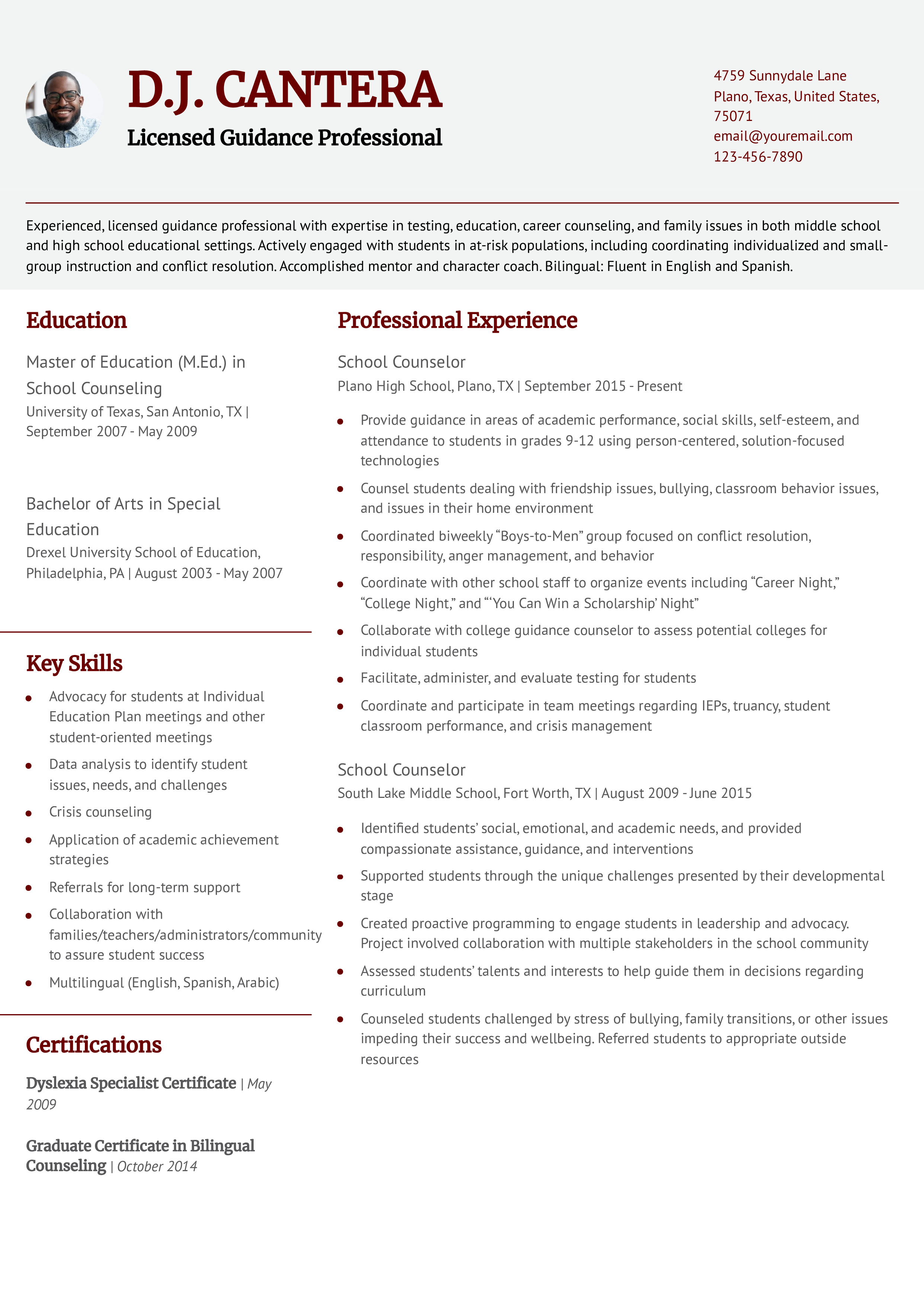 School Counselor Resume Examples and Templates for 2025 - ResumeBuilder.com