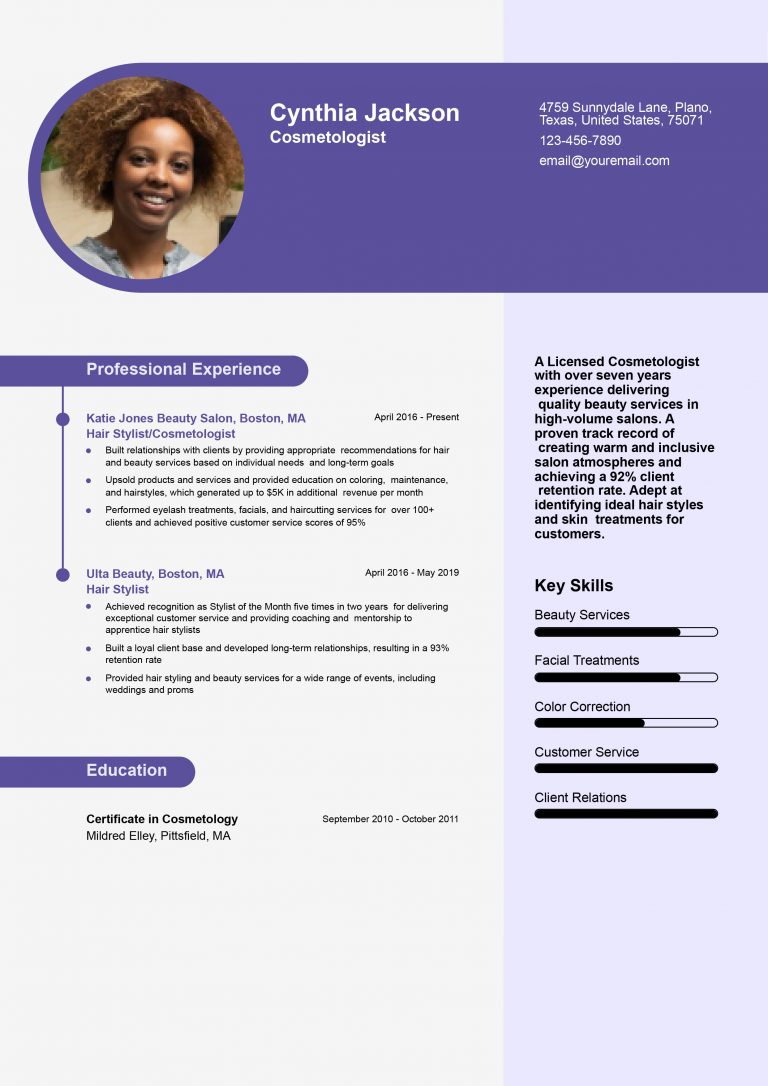 Best Cosmetology Resume Examples and Templates for 2025 - ResumeBuilder.com
