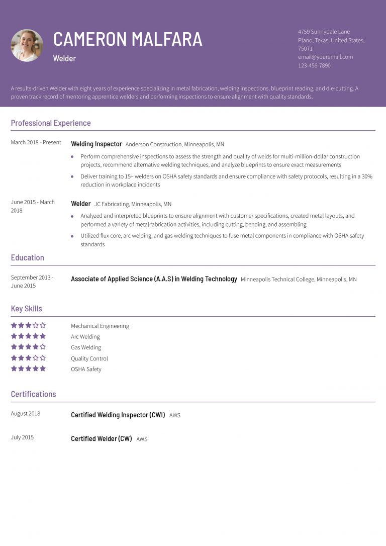 Best Welder Resume Examples and Templates for 2026 - ResumeBuilder.com