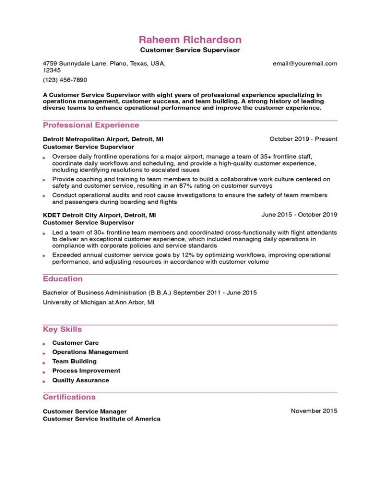 Supervisor Resume Examples and Templates for 2024 - ResumeBuilder.com