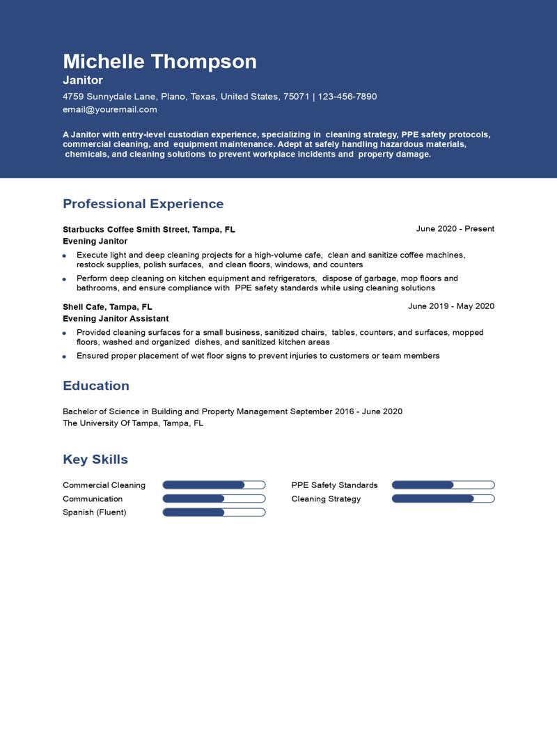 Entry-Level Janitor Resume Examples and Templates for 2024 ...