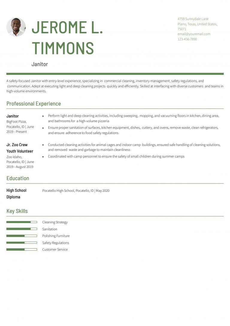 25 Best Entry-Level Janitor Resume Examples and Templates for 2025 ...