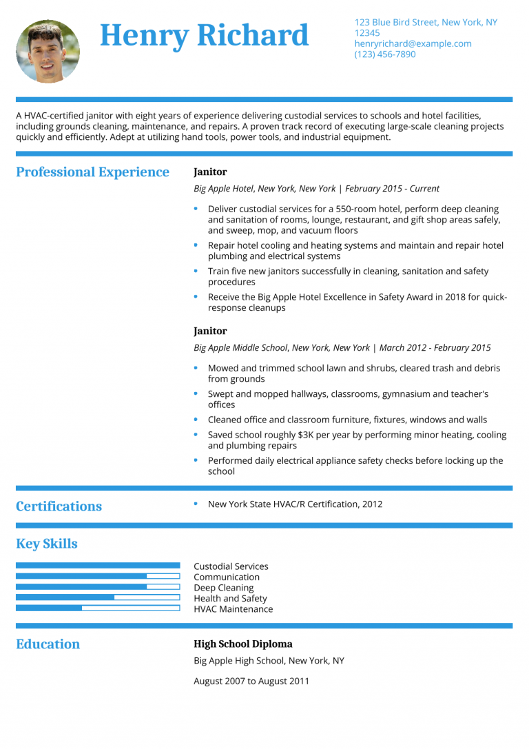 Best Janitor Resume Examples and Templates for 2025 - ResumeBuilder.com