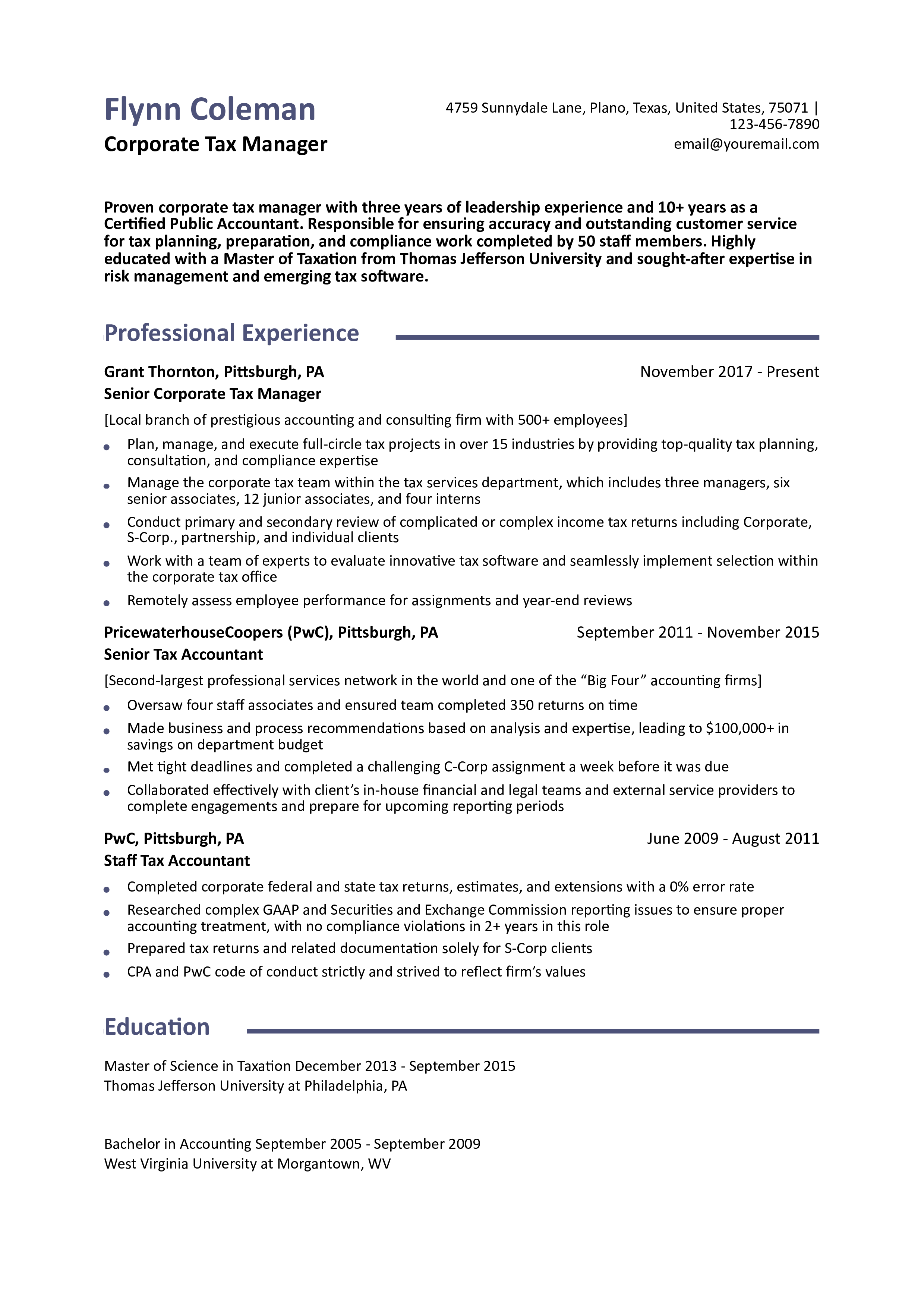Certified Public Accountant Resume Examples and Templates for 2025 ...