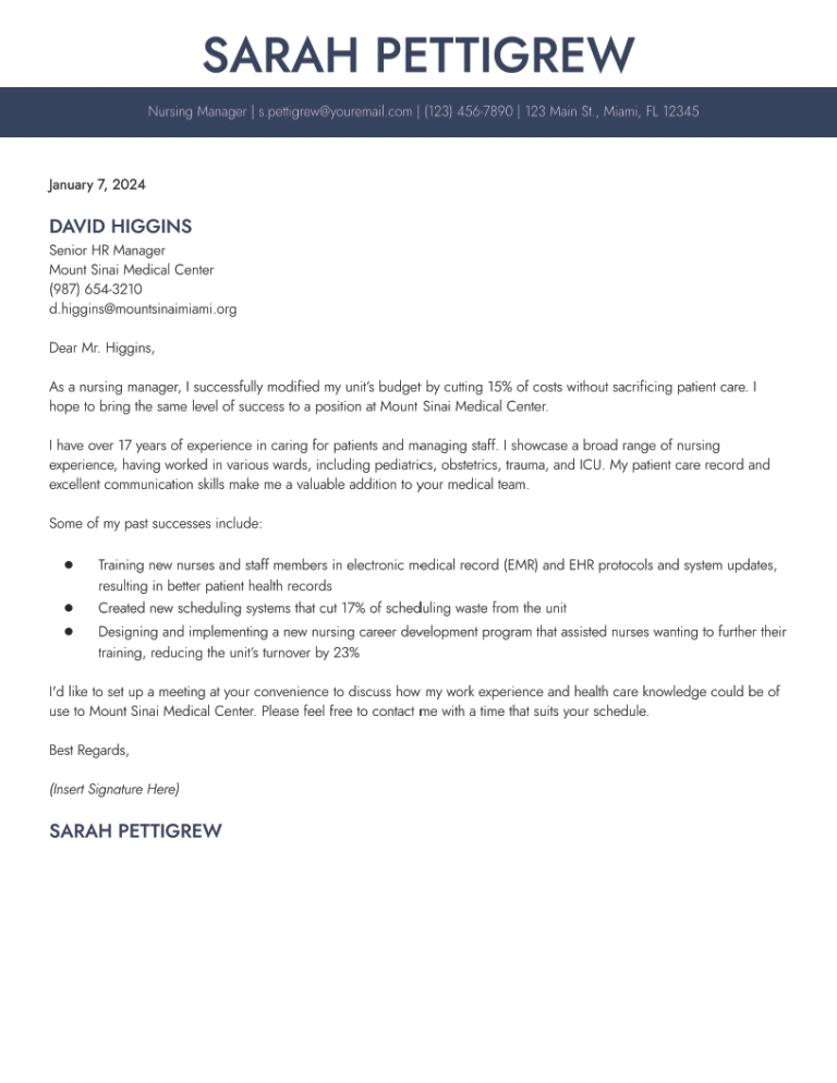 Nursing Cover Letter Examples and Templates for 2024 - ResumeBuilder.com