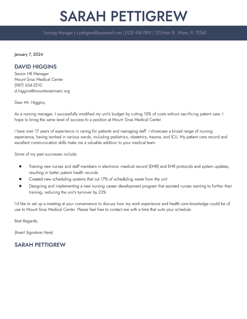 Nursing Cover Letter Examples and Templates for 2024 - ResumeBuilder.com
