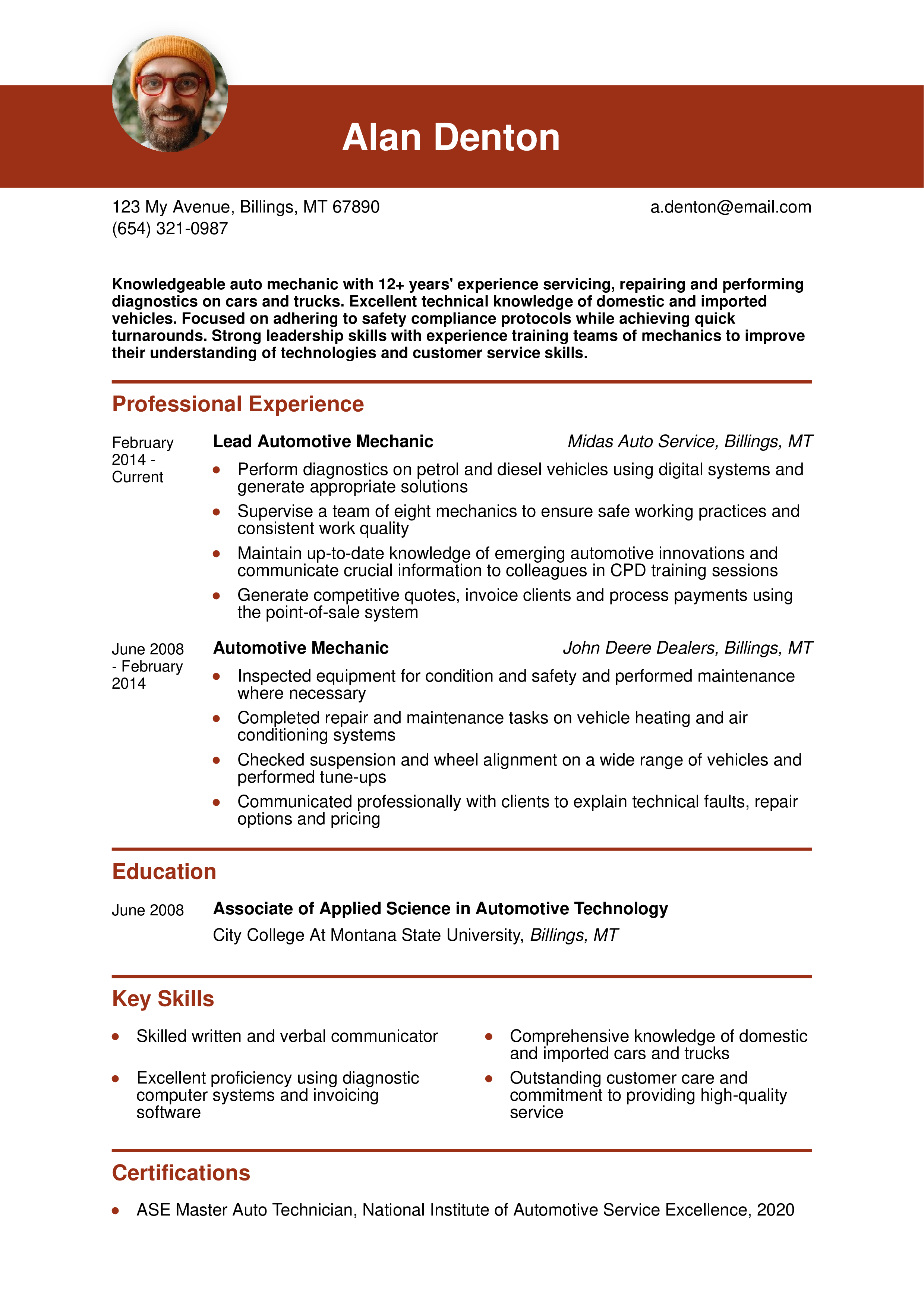Mechanic Resume Examples and Templates for 2025 - ResumeBuilder.com