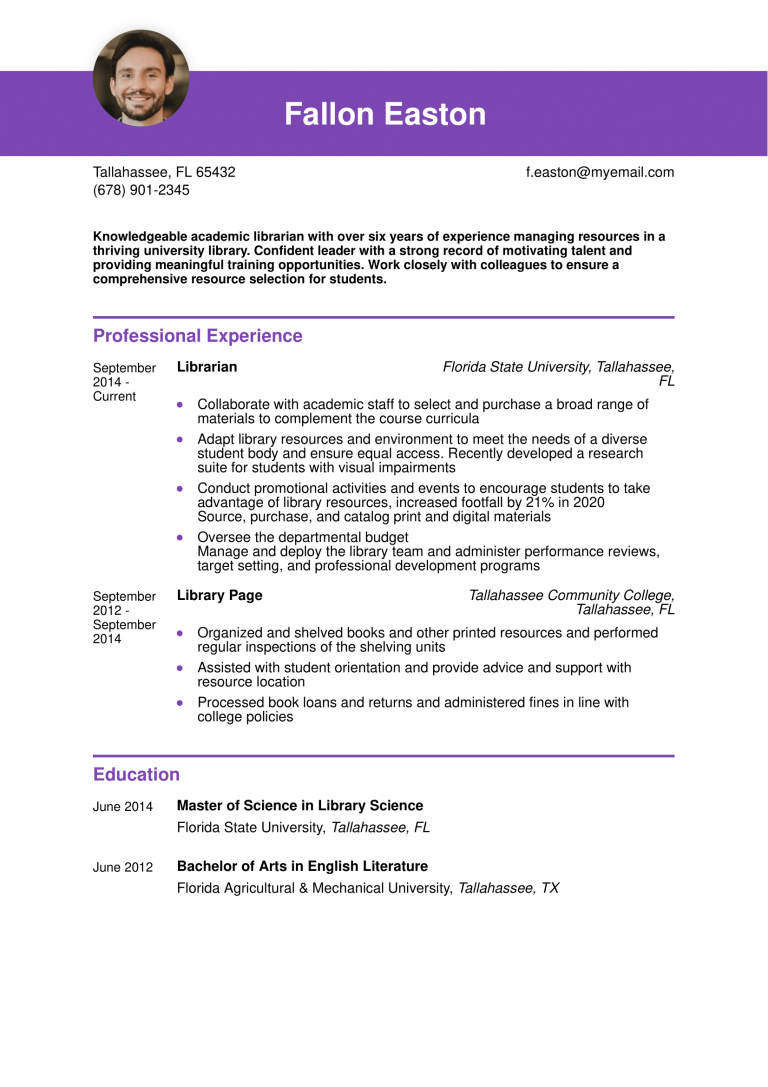 Librarian Resume Examples and Templates for 2025 - ResumeBuilder.com