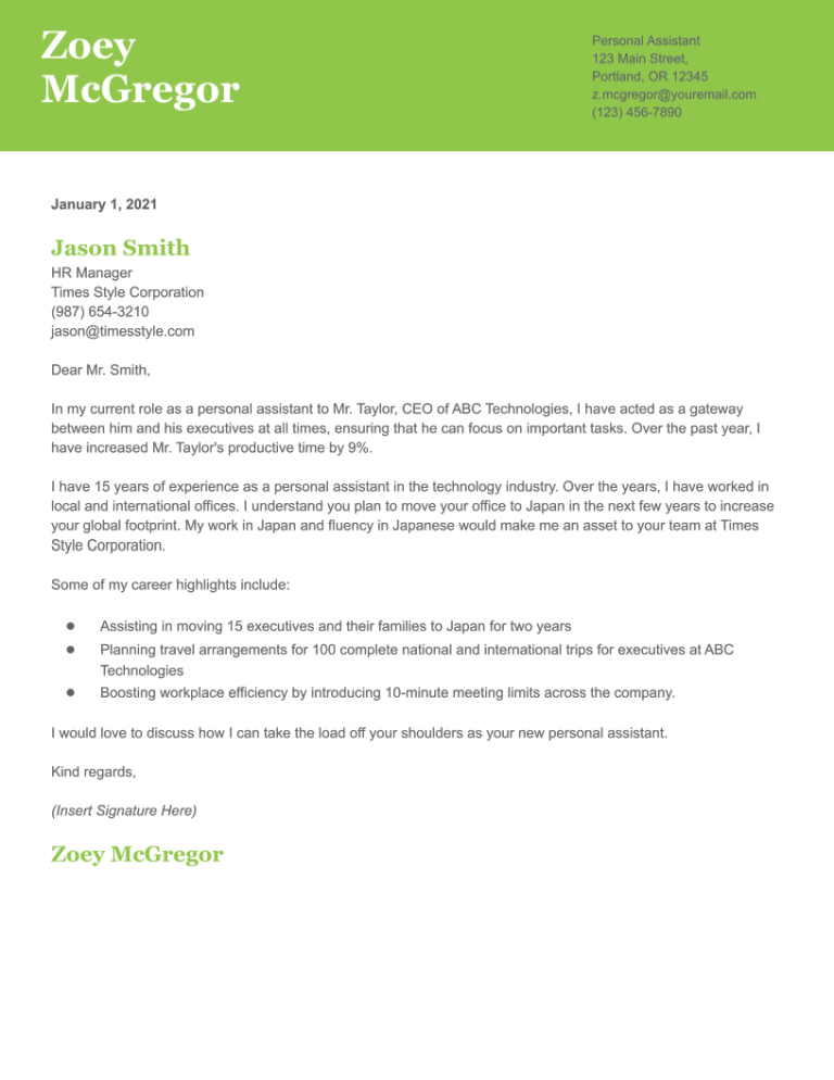 Personal Assistant Cover Letter Examples and Templates for 2024 ...