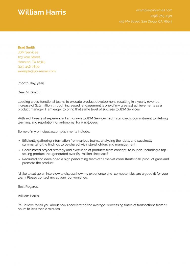 Product Manager Cover Letter Examples and Templates for 2026 ...