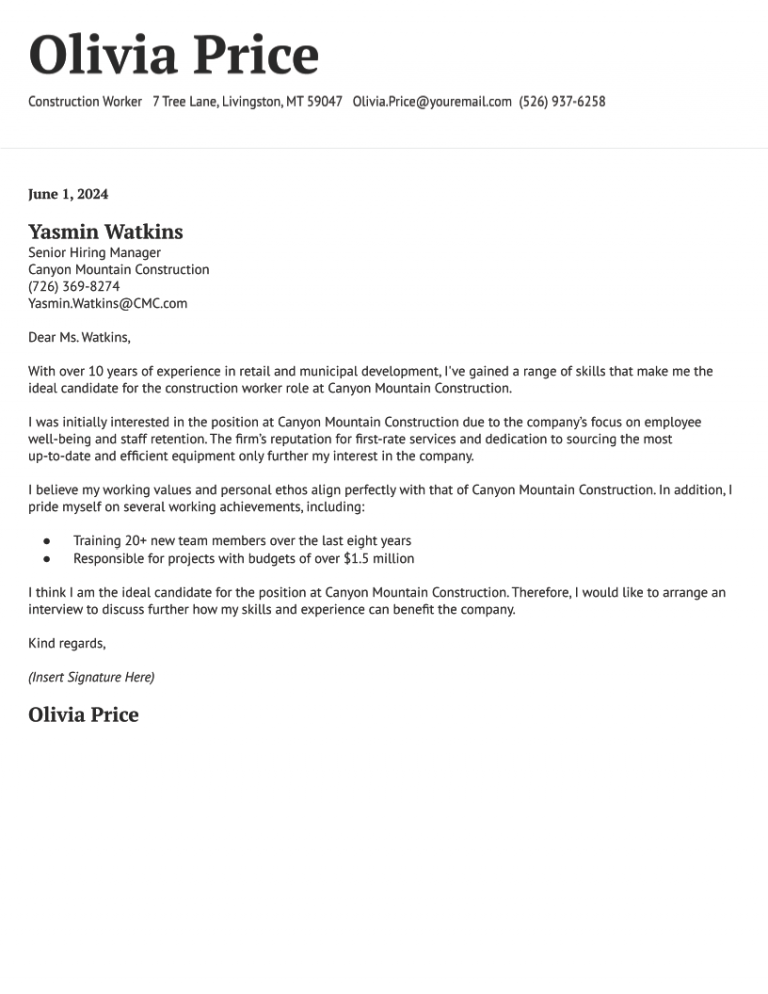 Construction Worker Cover Letter Examples and Templates for 2024 ...