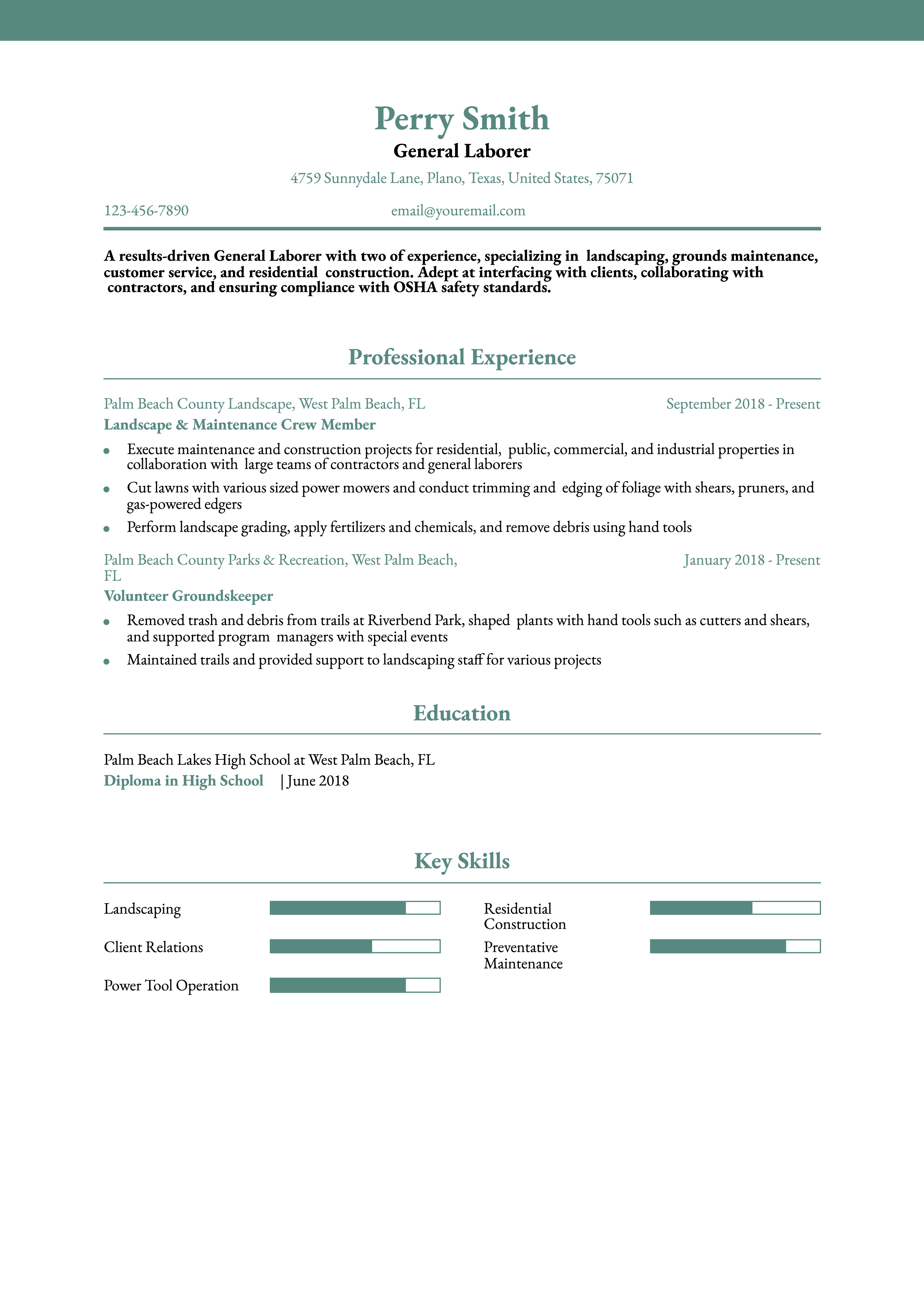 General Laborer Resume Examples and Templates for 2025 - ResumeBuilder.com