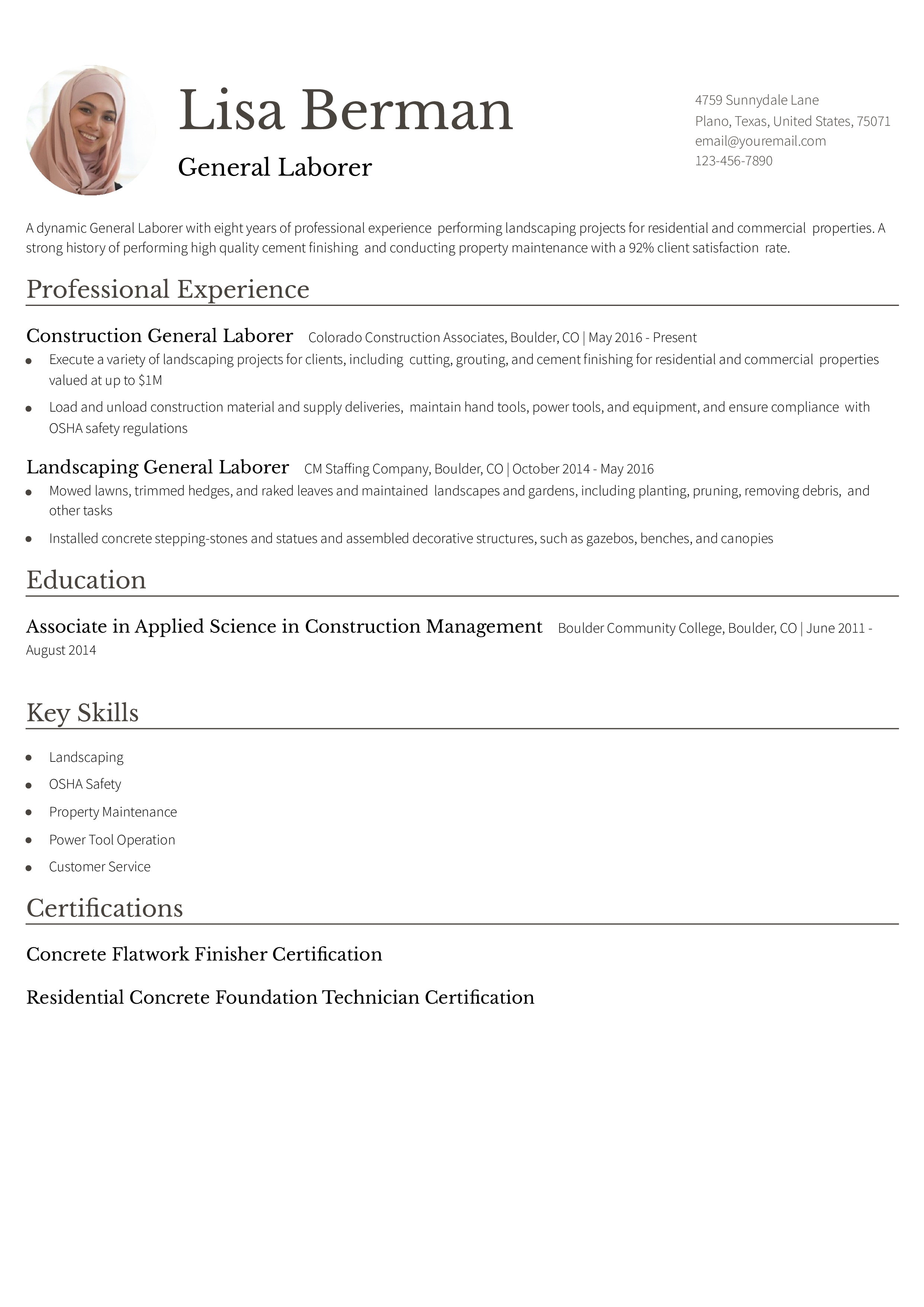 General Laborer Resume Examples and Templates for 2025 - ResumeBuilder.com