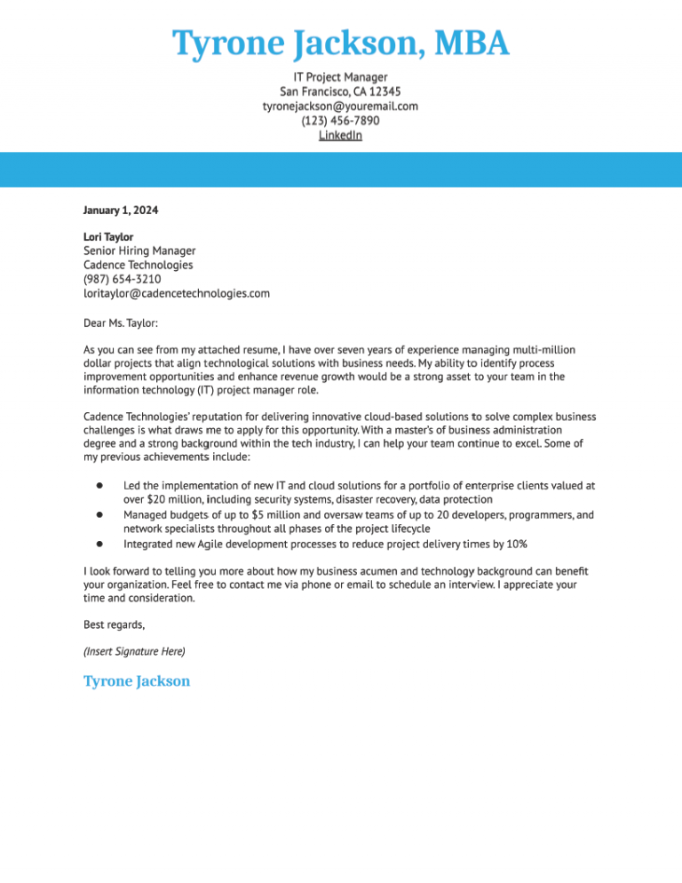 MBA Cover Letter Examples and Templates for 2024 - ResumeBuilder.com