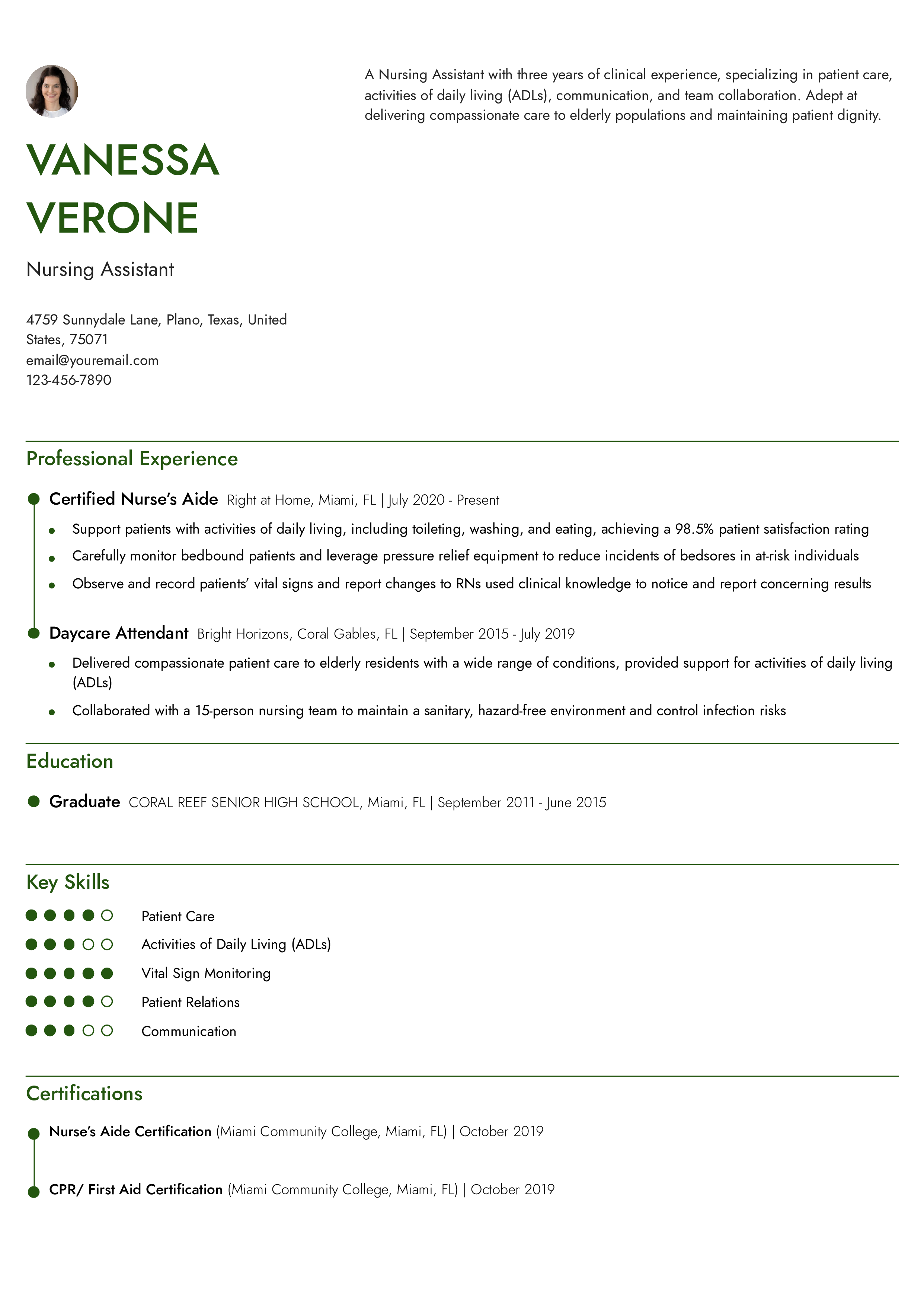 Nursing Assistant Resume Examples and Templates for 2025 ...