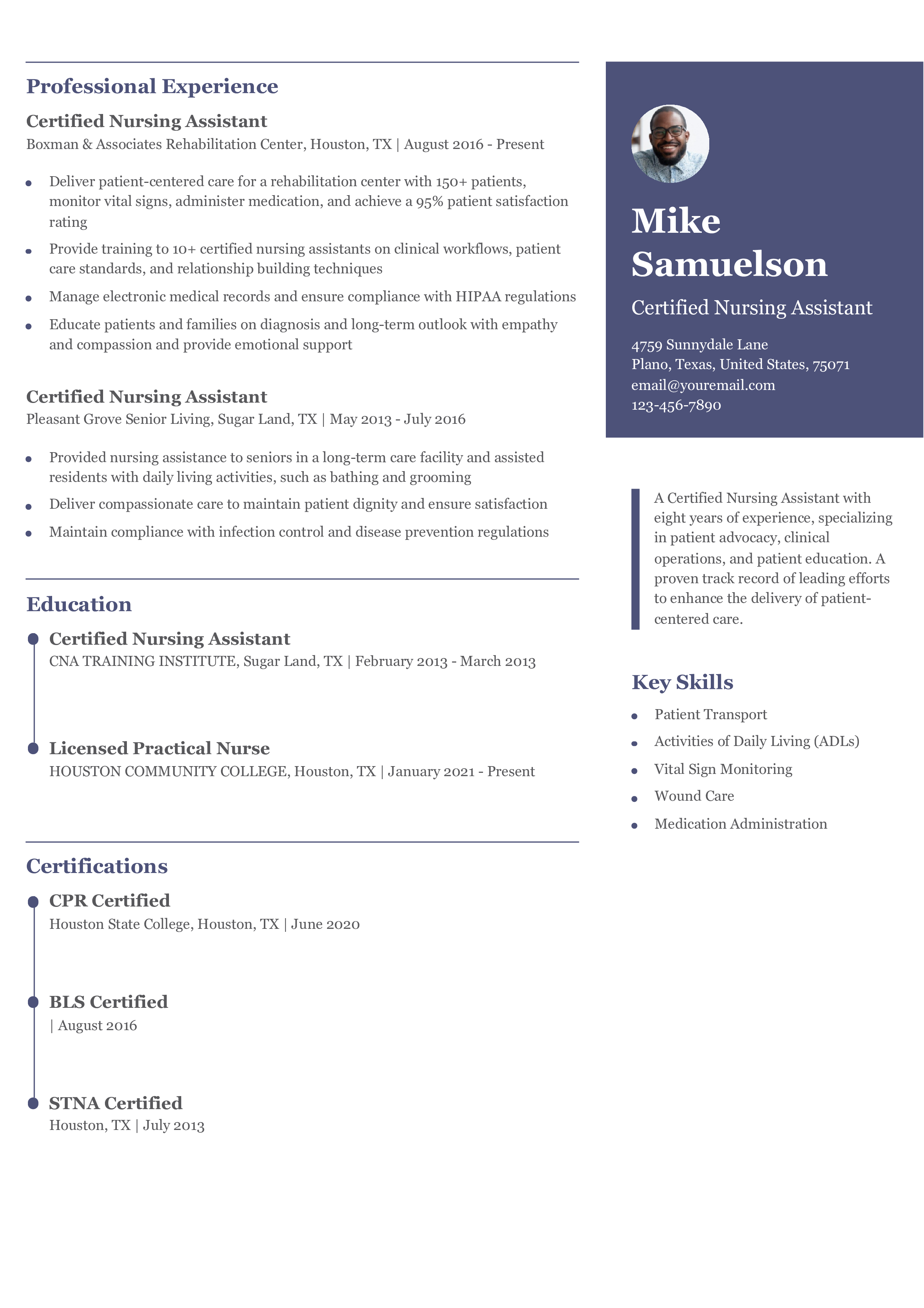 Nursing Assistant Resume Examples and Templates for 2025 ...