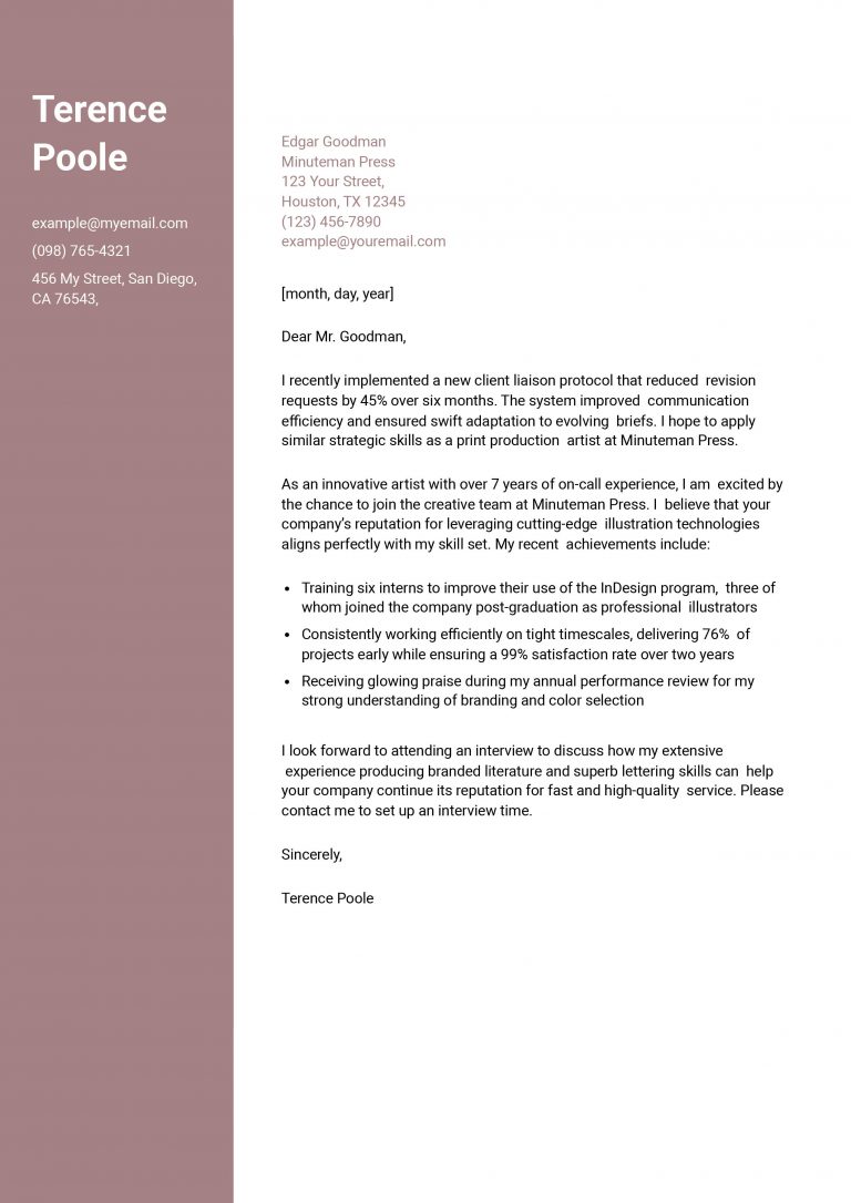 Artist Cover Letter Examples and Templates for 2026 - ResumeBuilder.com